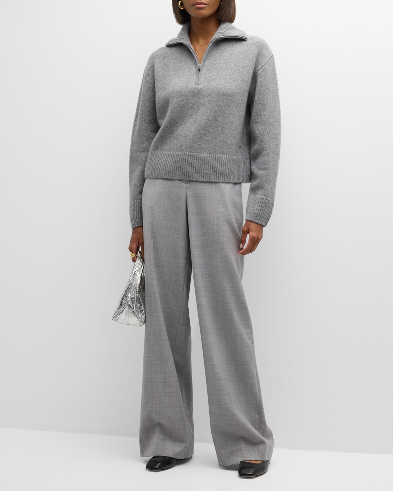 SIMKHAI Andes Cashmere Henley Pullover Sweater | Neiman Marcus
