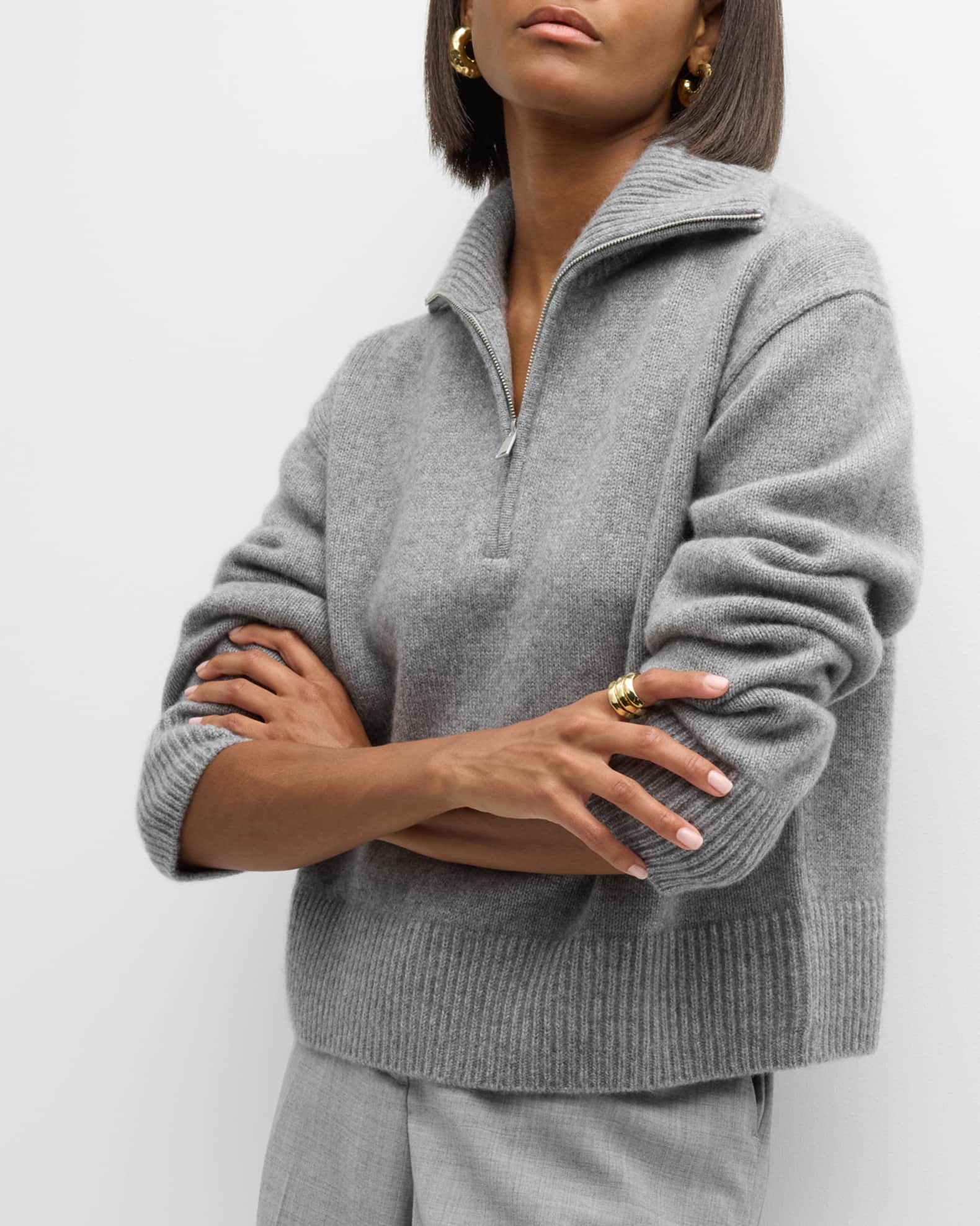 SIMKHAI Andes Cashmere Henley Pullover Sweater | Neiman Marcus
