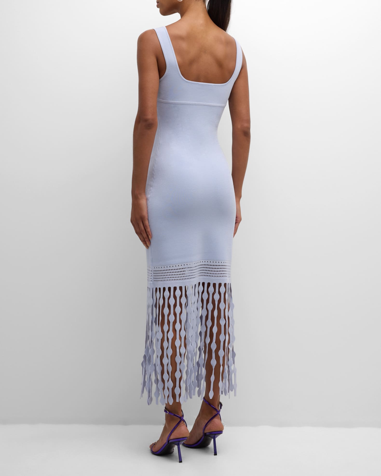 SIMKHAI Signa Lattice Fringe Midi Tank Dress | Neiman Marcus