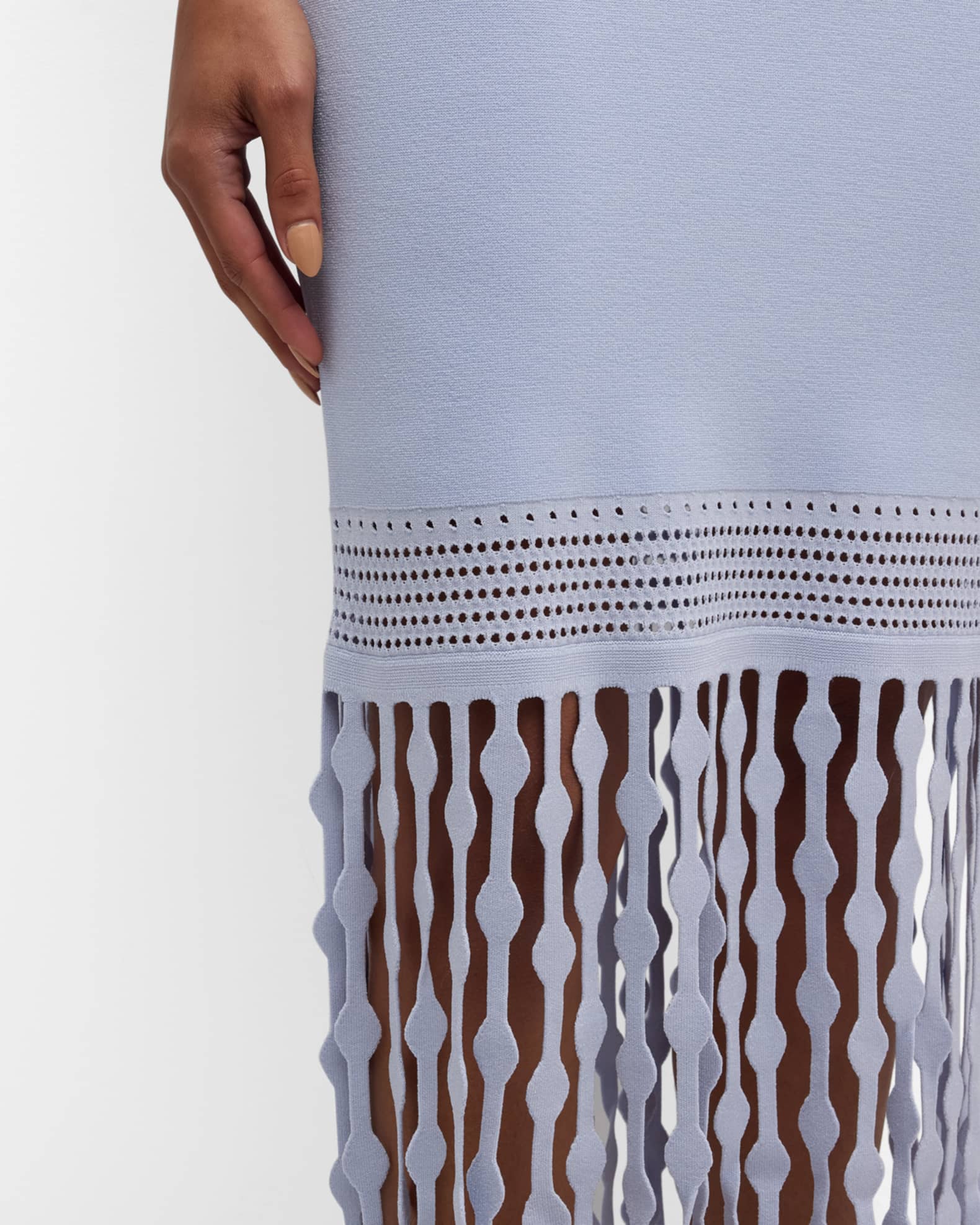 SIMKHAI Signa Lattice Fringe Midi Tank Dress | Neiman Marcus