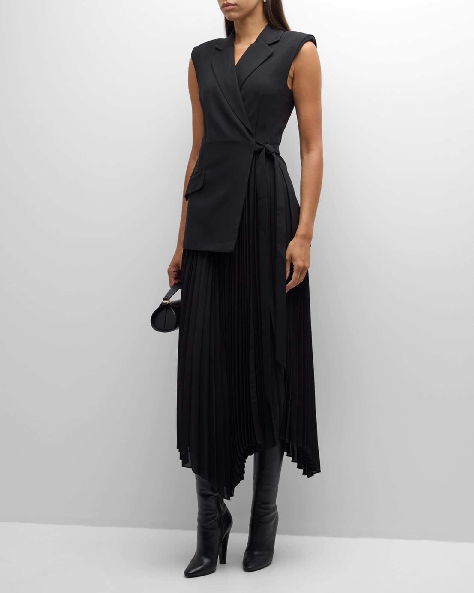 SIMKHAI Helena Combo Blazer Sleeveless Midi Dress | Neiman Marcus