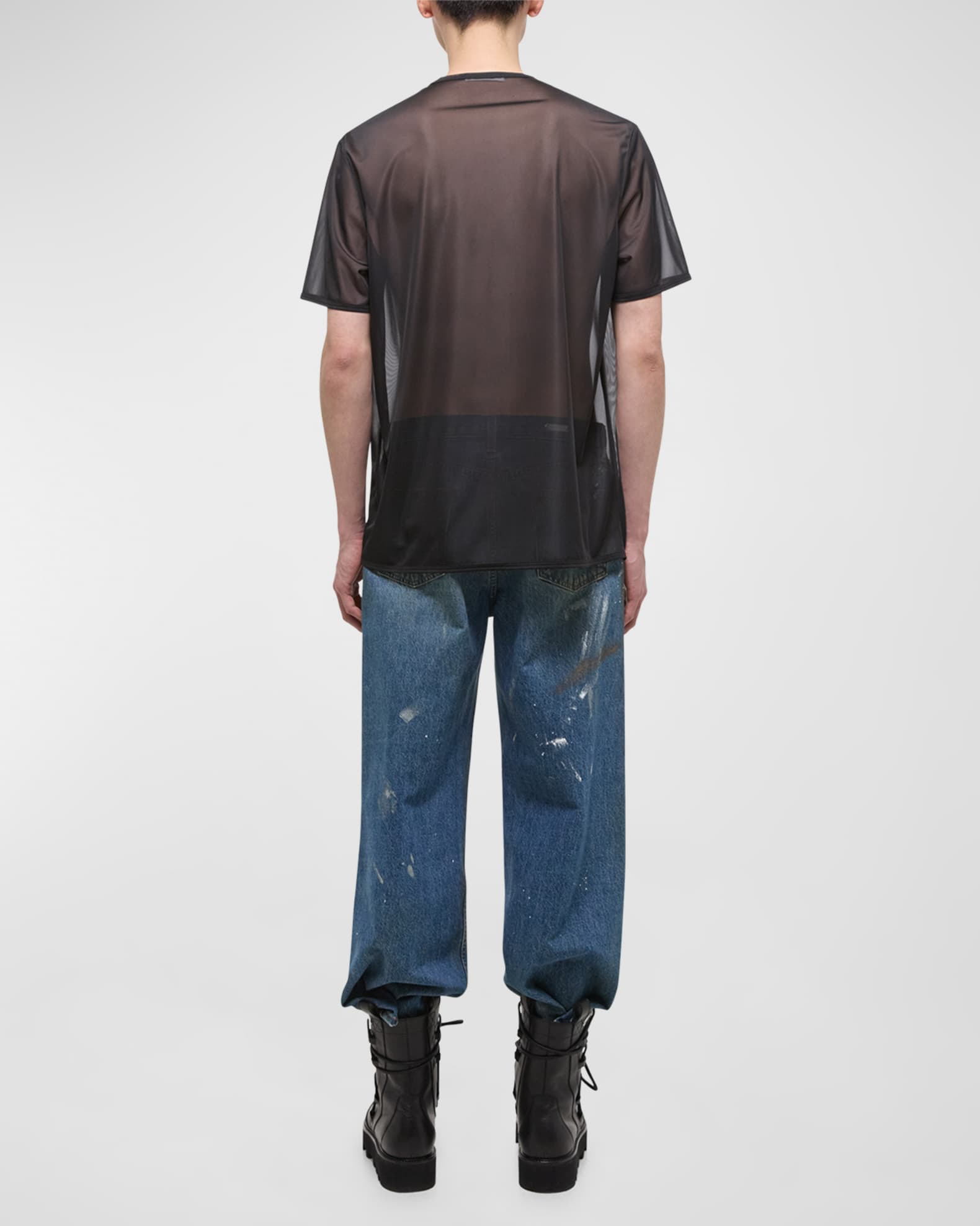 Helmut Lang Men's Sheer Logo T-Shirt | Neiman Marcus