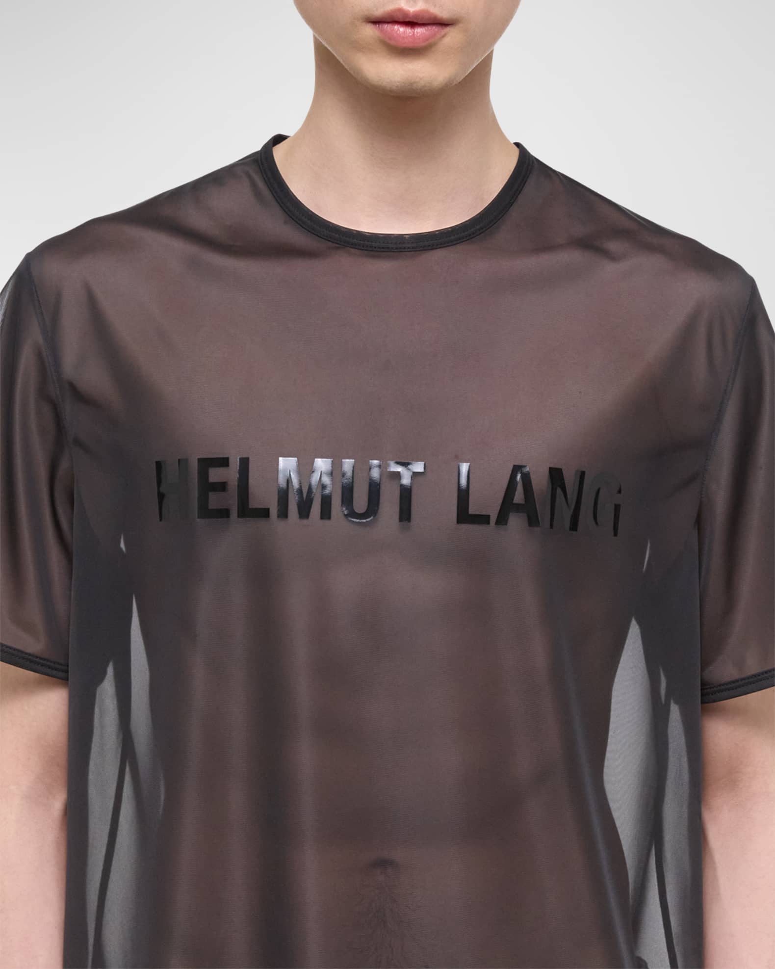Helmut Lang Men's Sheer Logo T-Shirt | Neiman Marcus