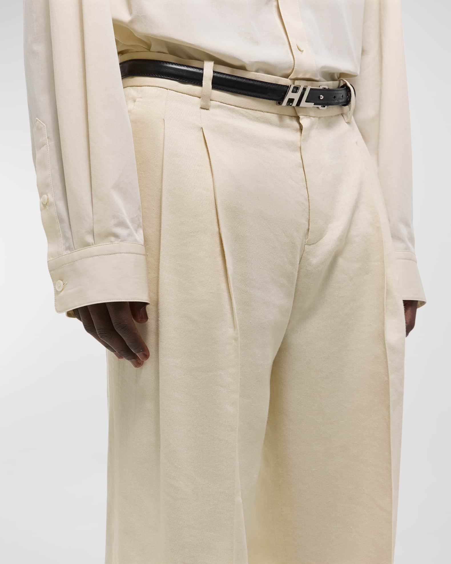 Helmut Lang Men's Double-Pleated Pants | Neiman Marcus