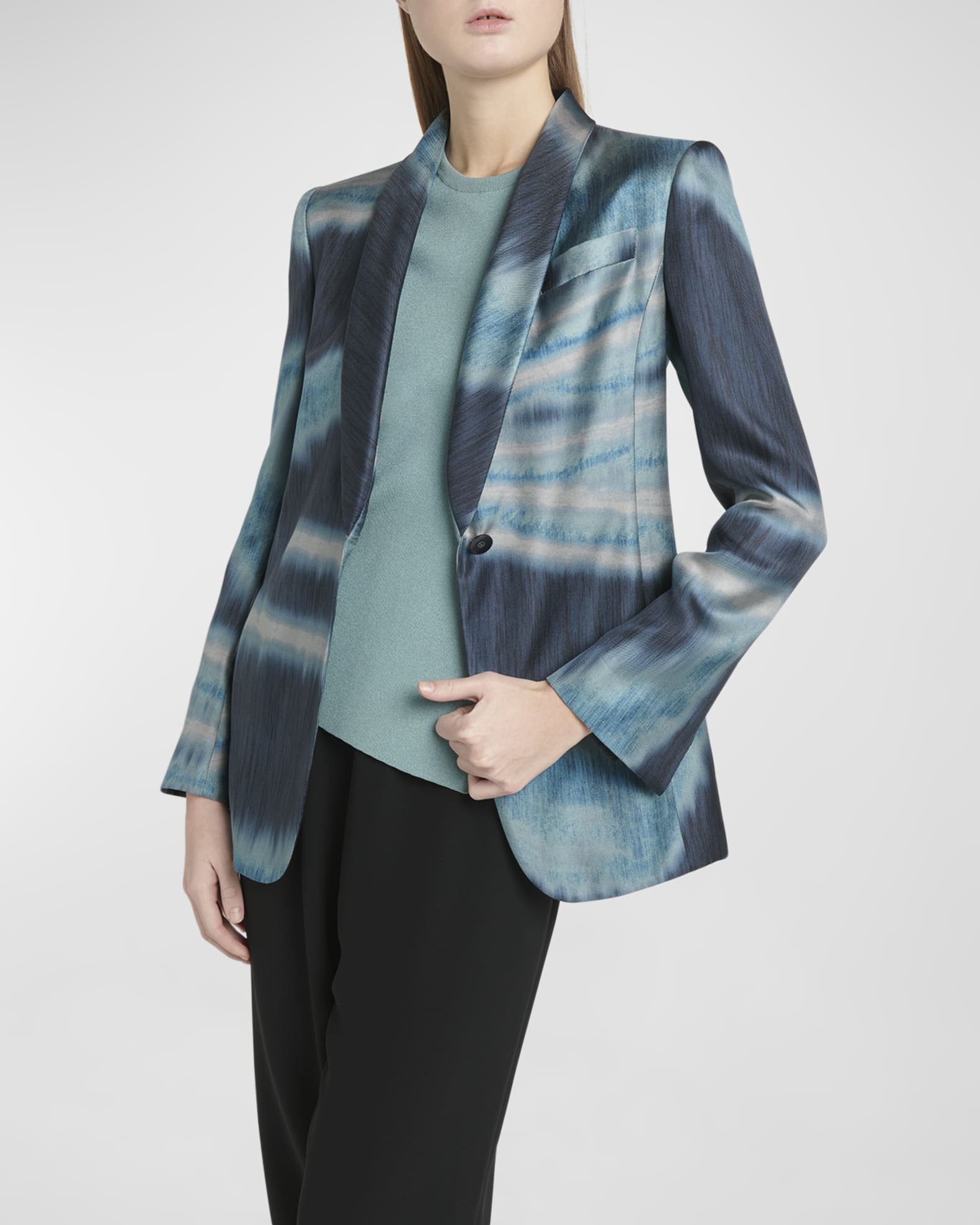 Giorgio Armani Abstract Print Silk Blazer Jacket | Neiman Marcus