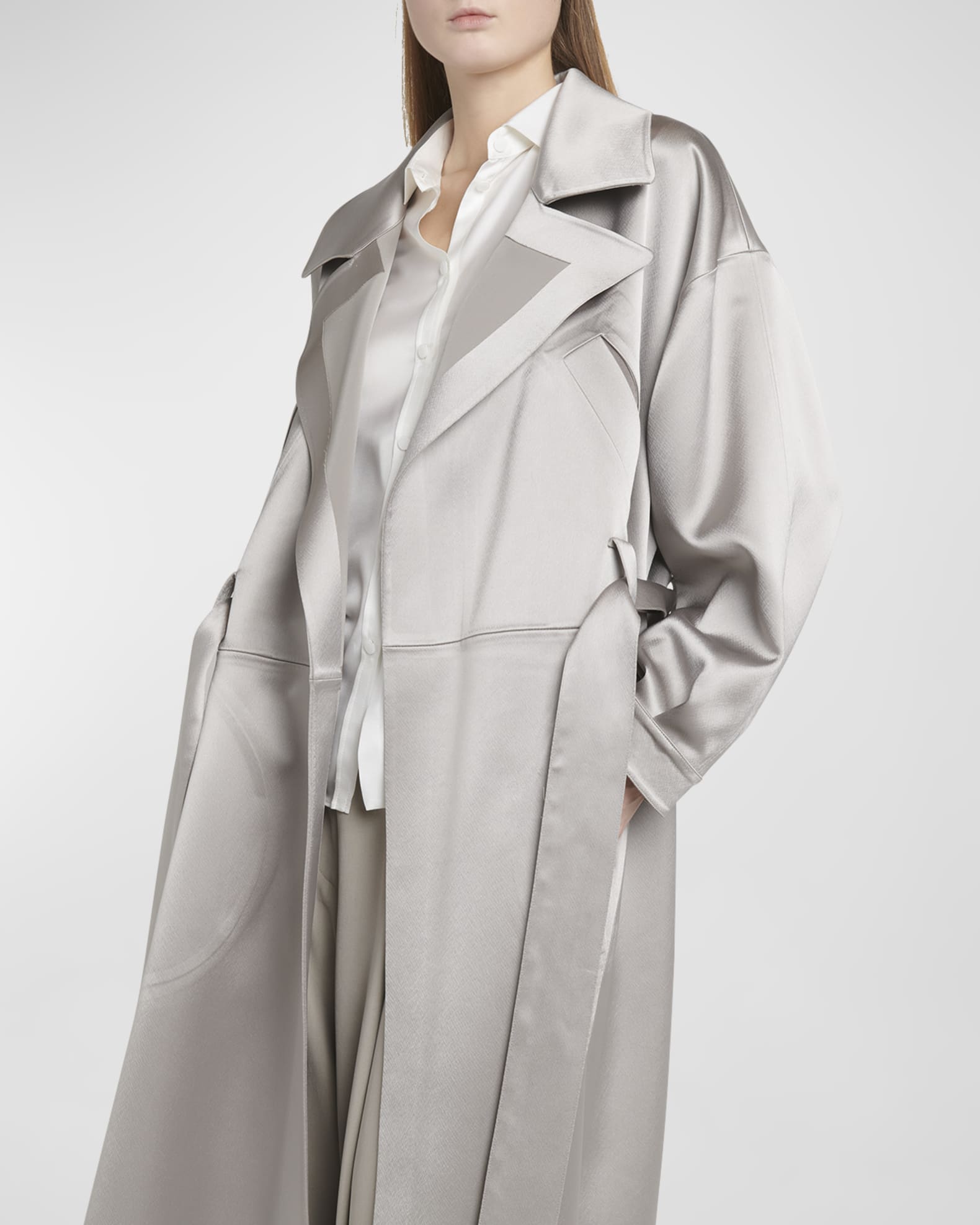 Giorgio Armani Shiny Belted Trench Coat | Neiman Marcus