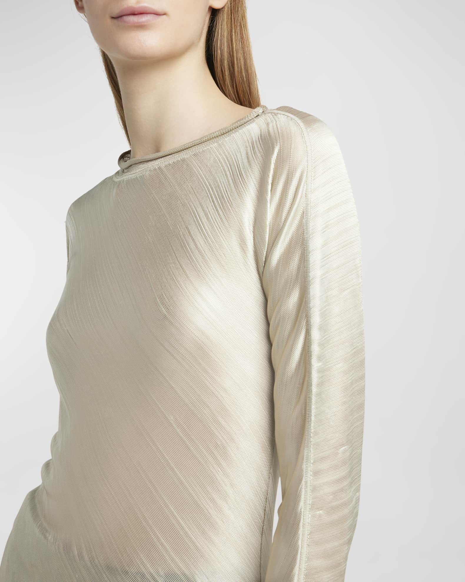 Giorgio Armani Shiny Viscose Raw-Edge Blouse | Neiman Marcus