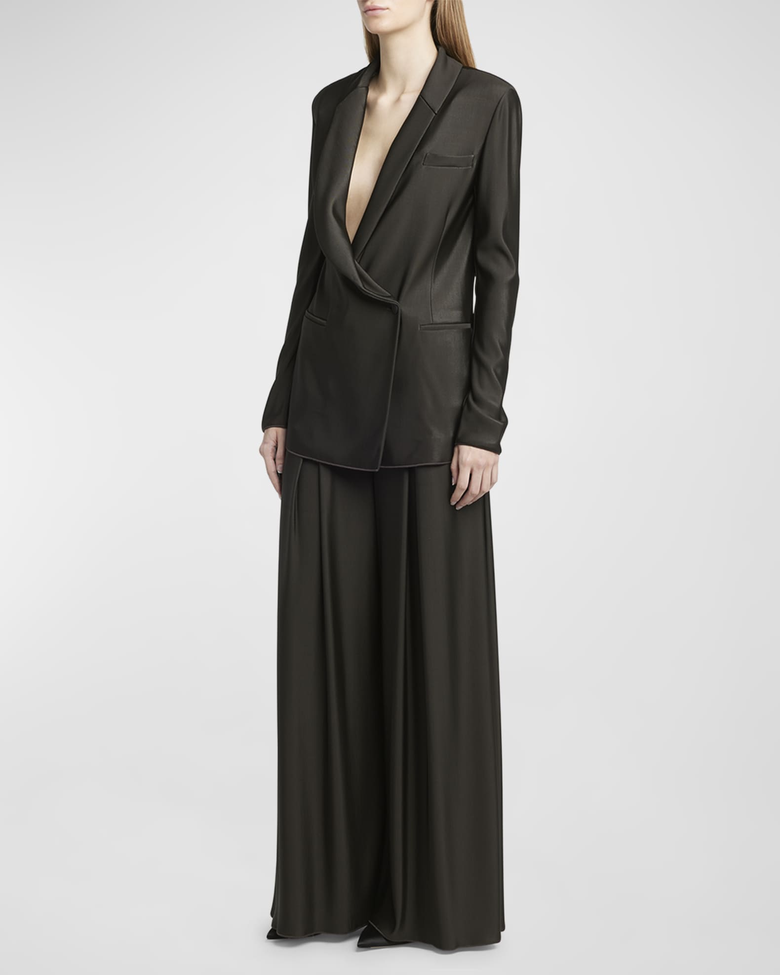 Giorgio Armani Double Jersey Flowy Pleated Trousers | Neiman Marcus