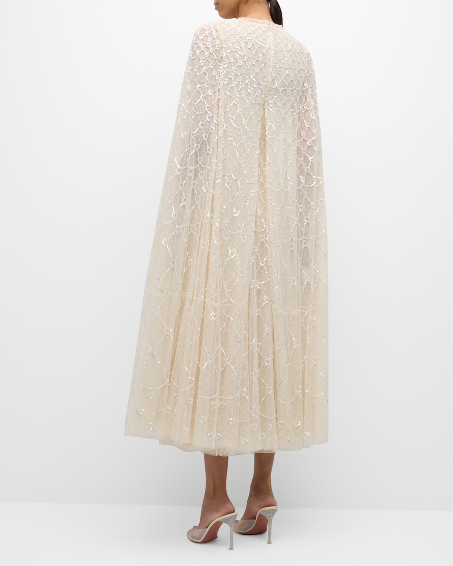 Needle & Thread Heart Lattice Cape Ankle Gown | Neiman Marcus