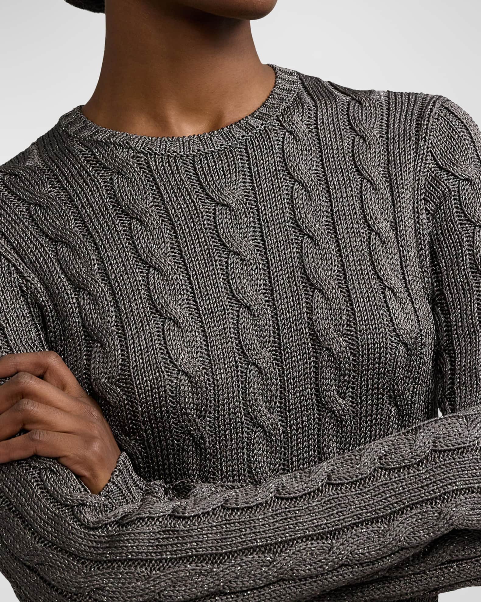 Ralph Lauren Collection Cashmere High-Shine Cable-Knit Sweater | Neiman ...