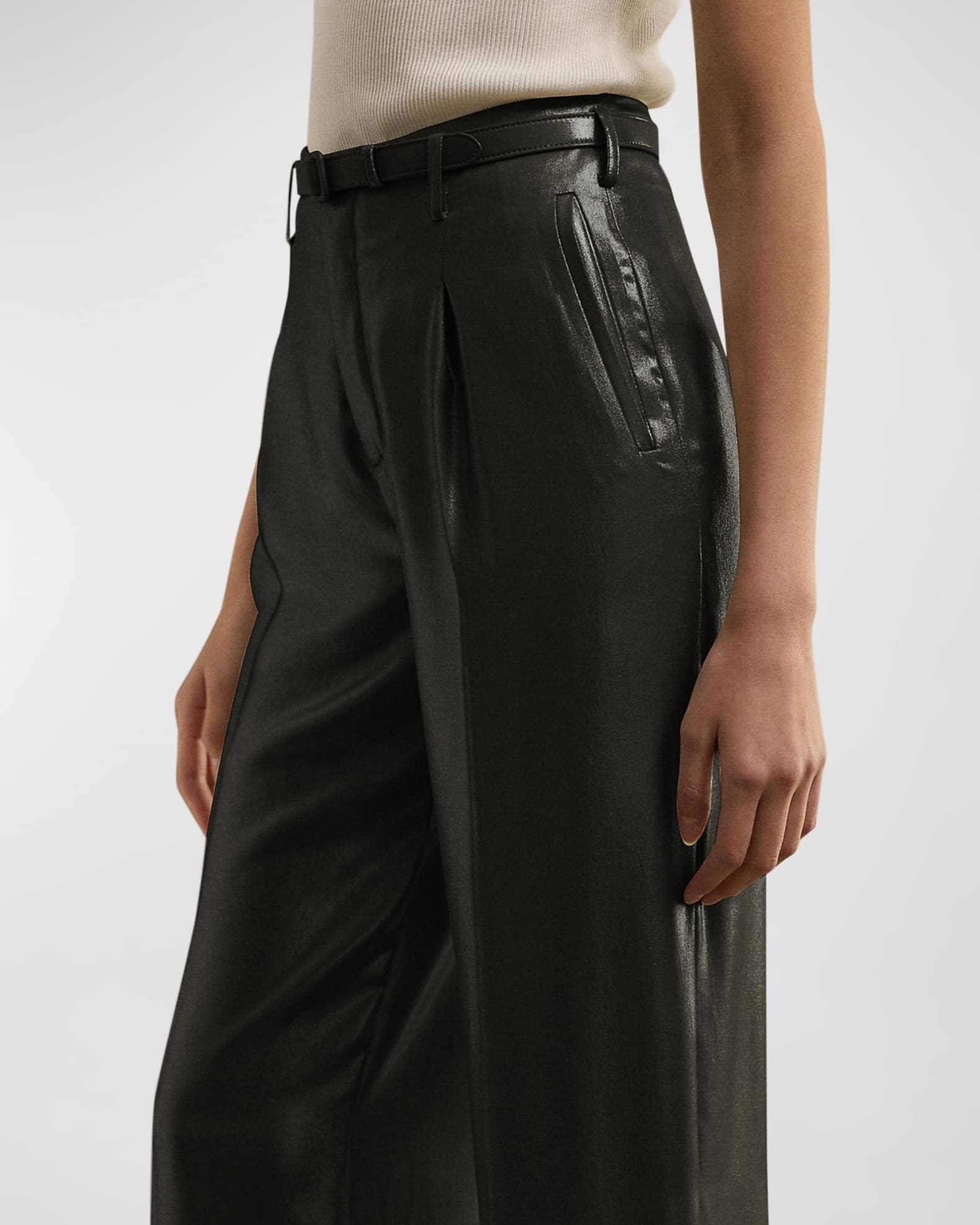 Ralph Lauren Collection Acklie Liquid Foil Wide Leg Pants | Neiman Marcus
