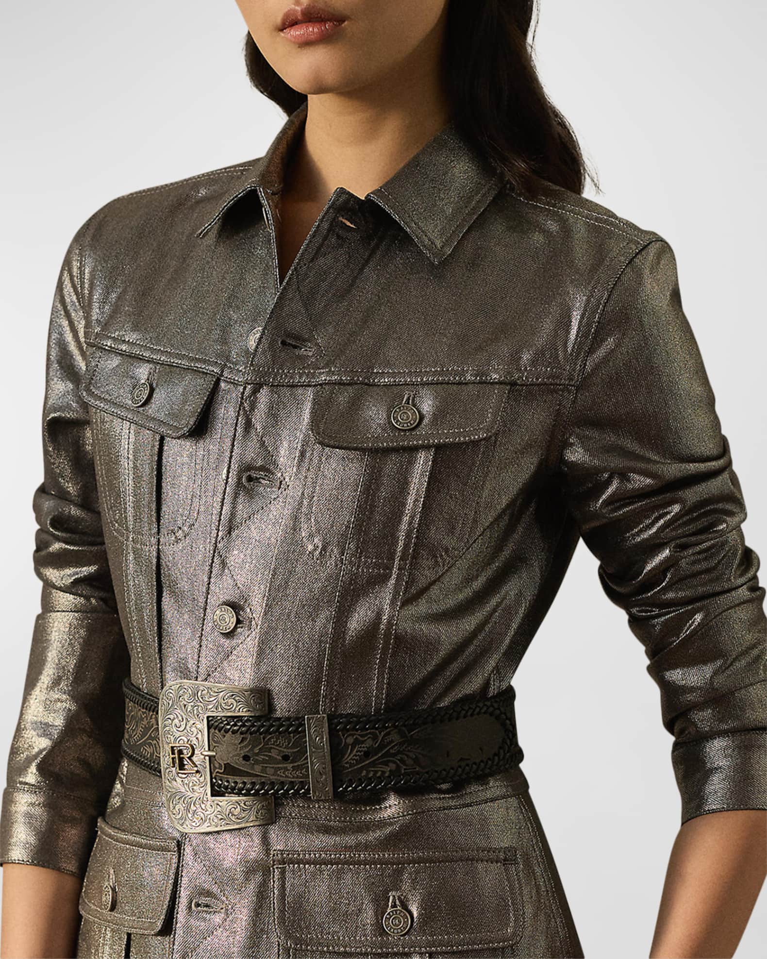 Ralph Lauren Collection Metallic Denim Safari Jacket | Neiman Marcus