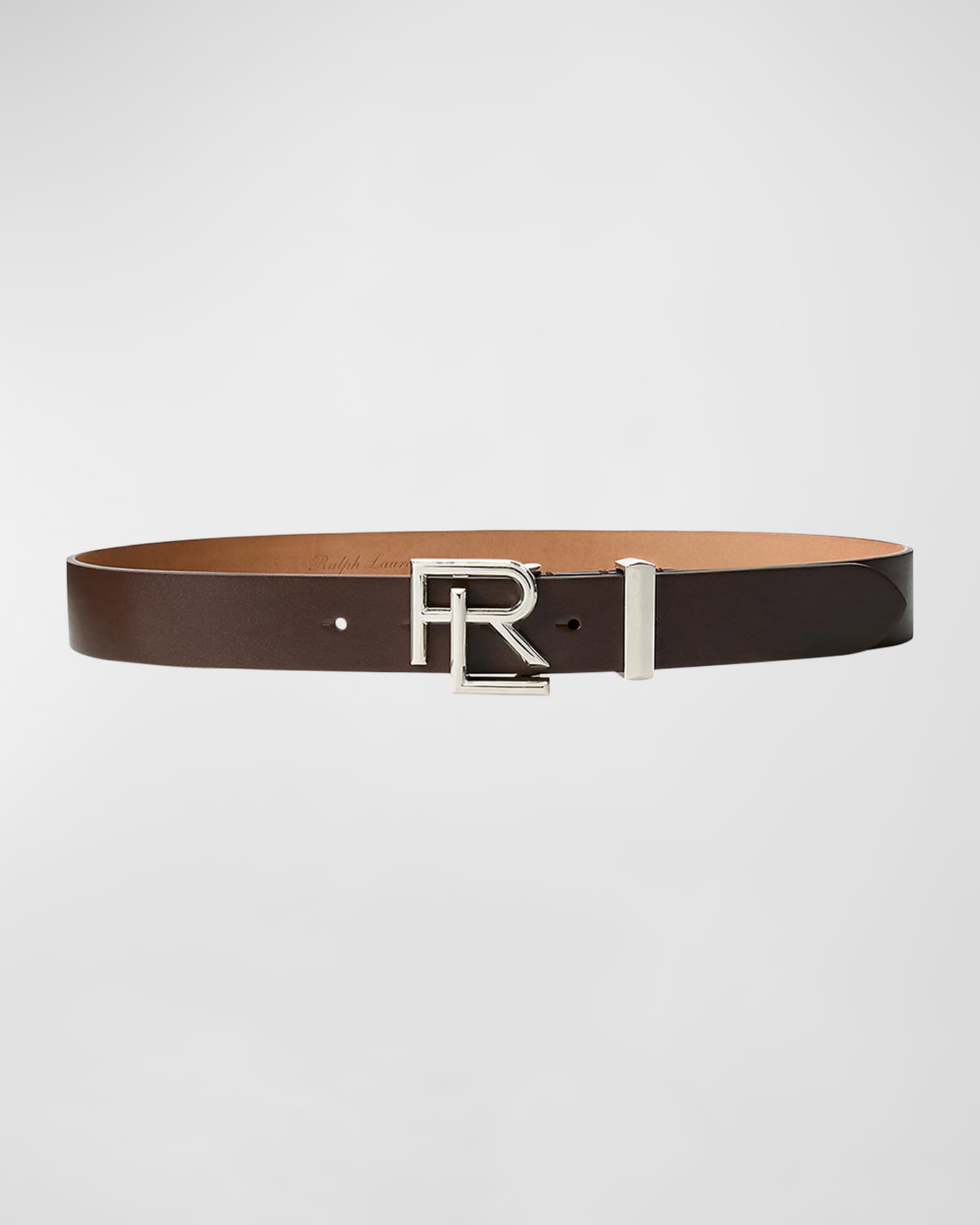 Ralph Lauren Collection RL Logo Leather Belt, Medium | Neiman Marcus