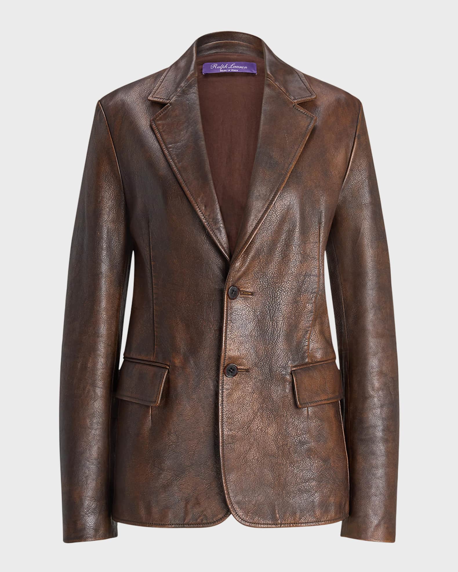 Ralph Lauren Collection Tomasso Distressed Leather Jacket | Neiman Marcus