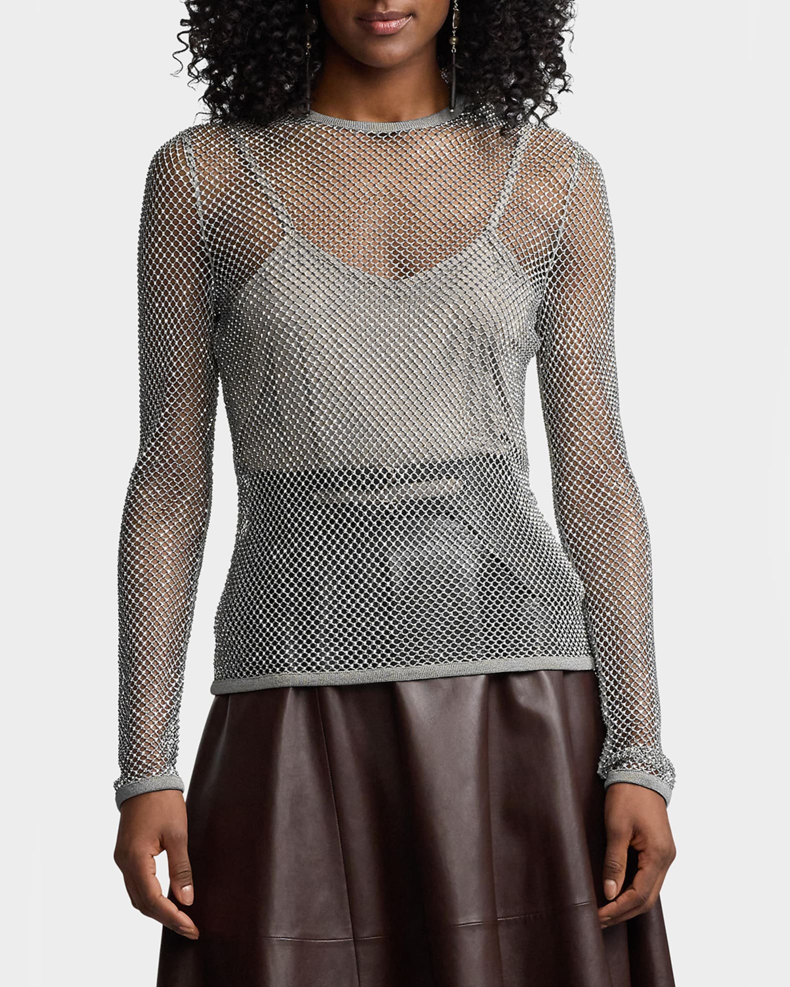 Ralph Lauren Collection Rhinestone Net Embellished Top | Neiman Marcus