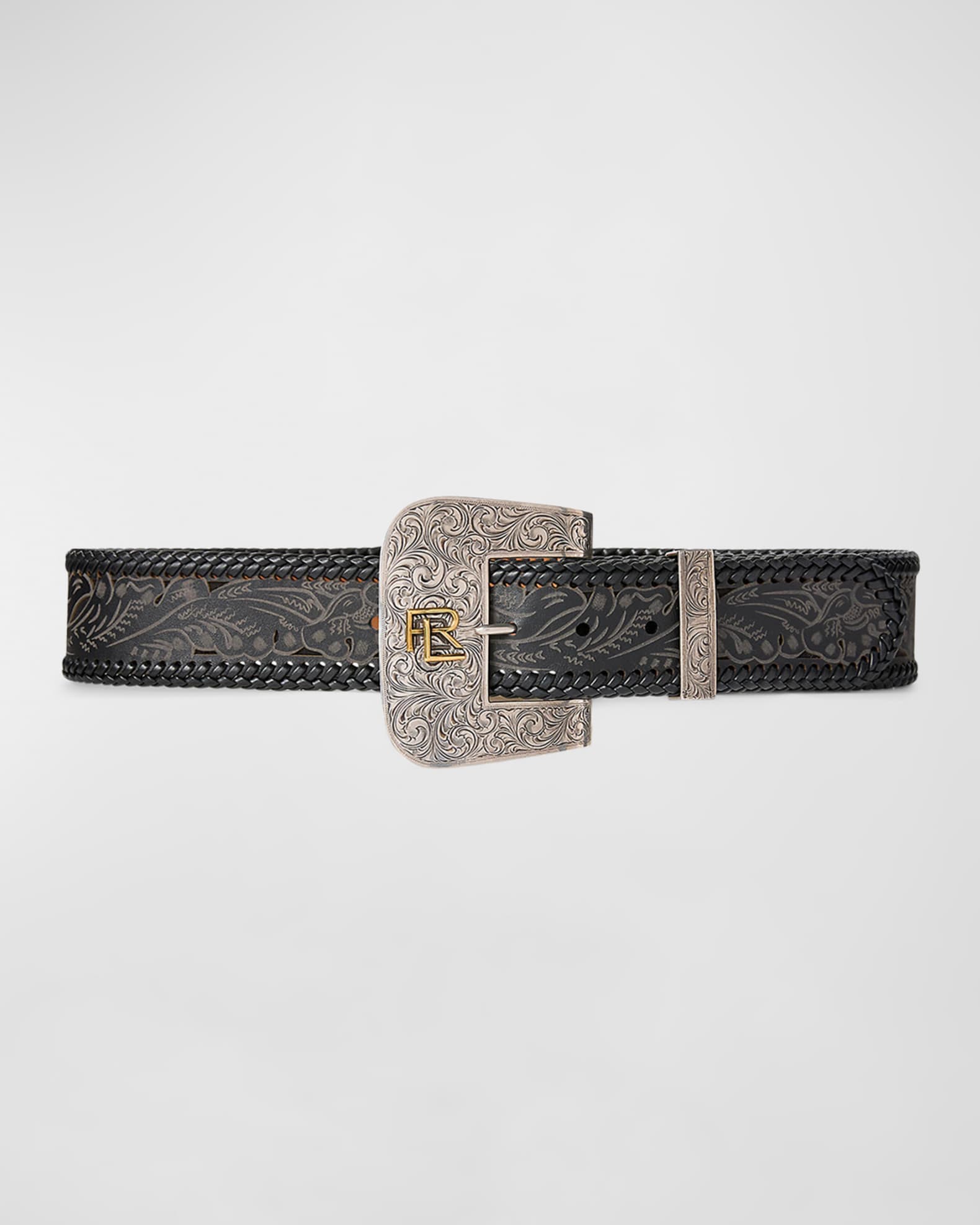 Ralph Lauren Collection Lasered Calf-Suede Wide Western Belt | Neiman ...