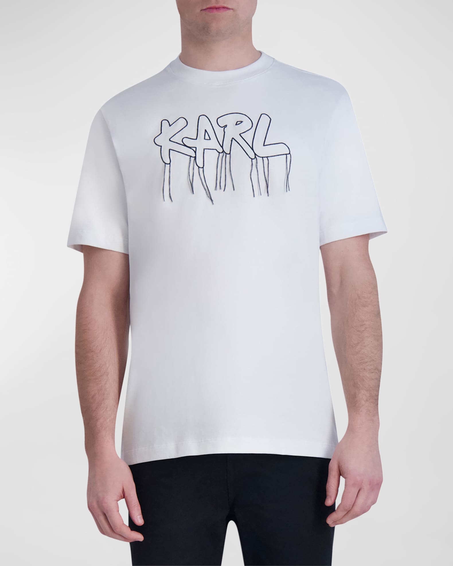Karl Lagerfeld Paris Men's Fringe Karl Logo T-Shirt | Neiman Marcus