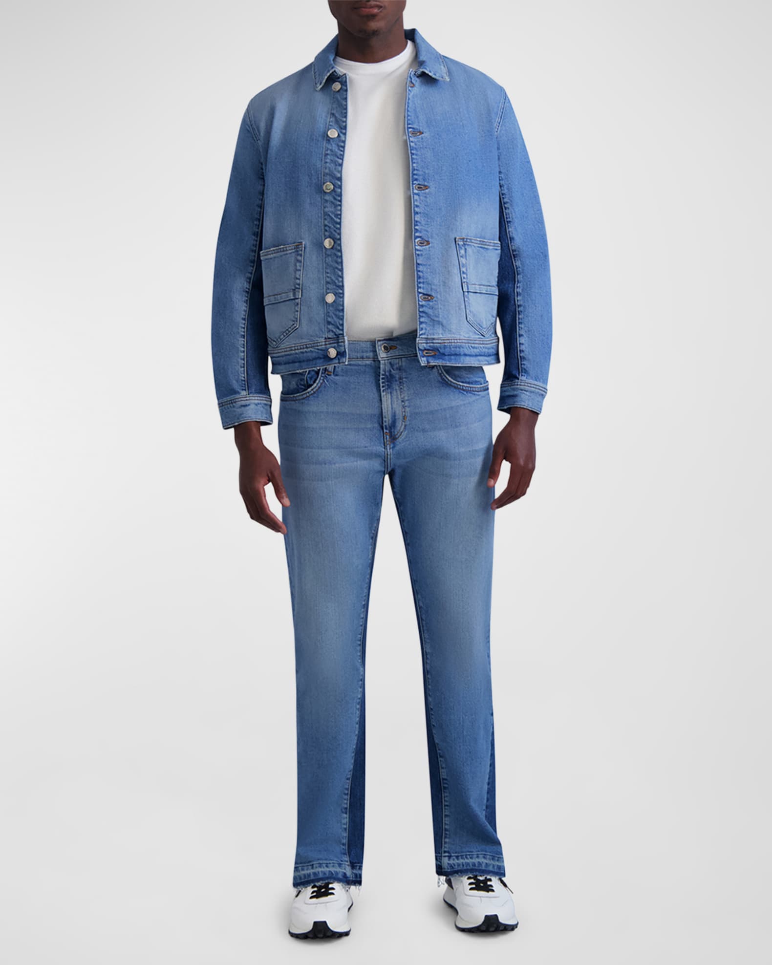 Karl Lagerfeld Paris White Label Men's Colorblock Denim Shirt Jacket ...