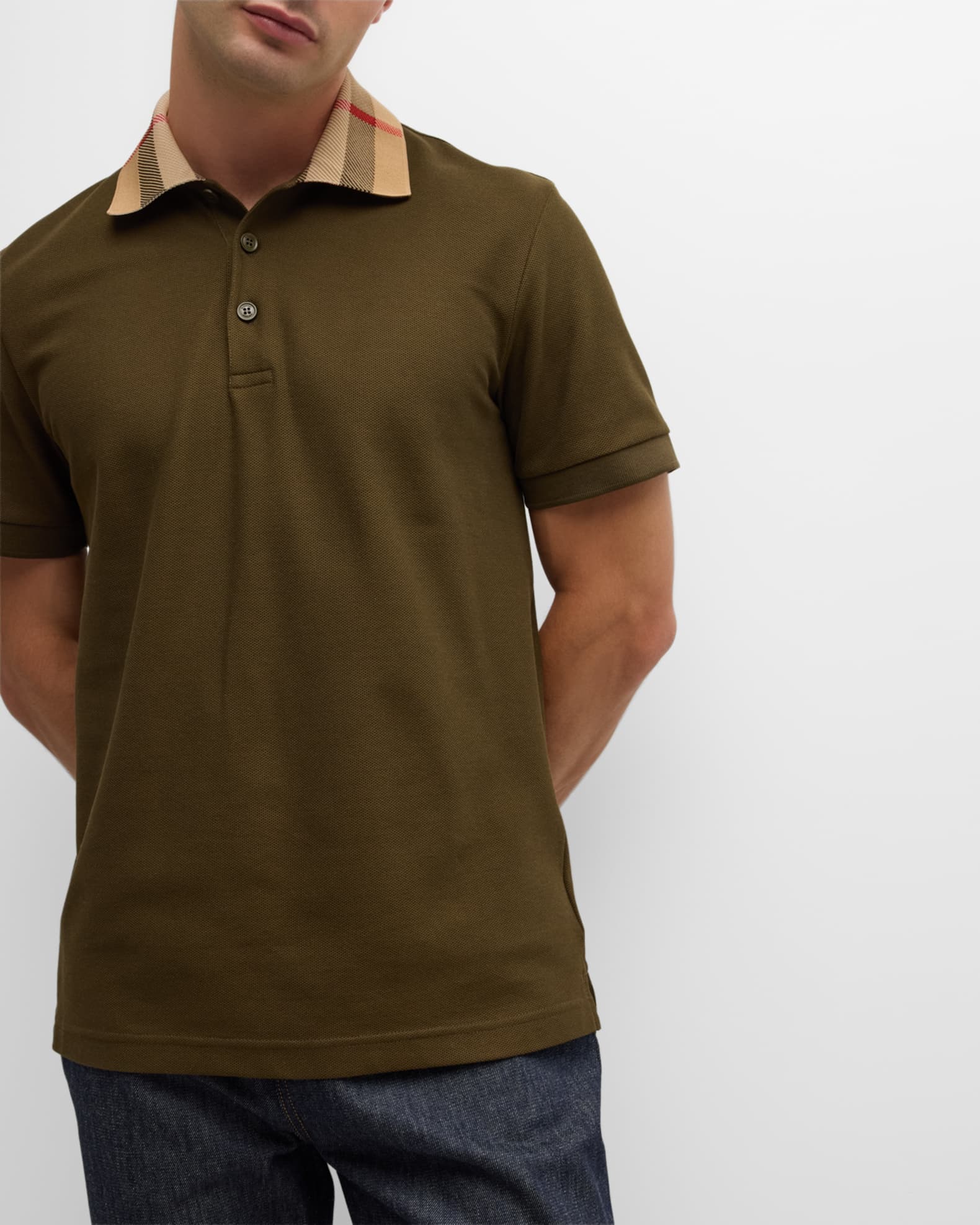 Burberry Men's Cody Check-Collar Polo Shirt | Neiman Marcus