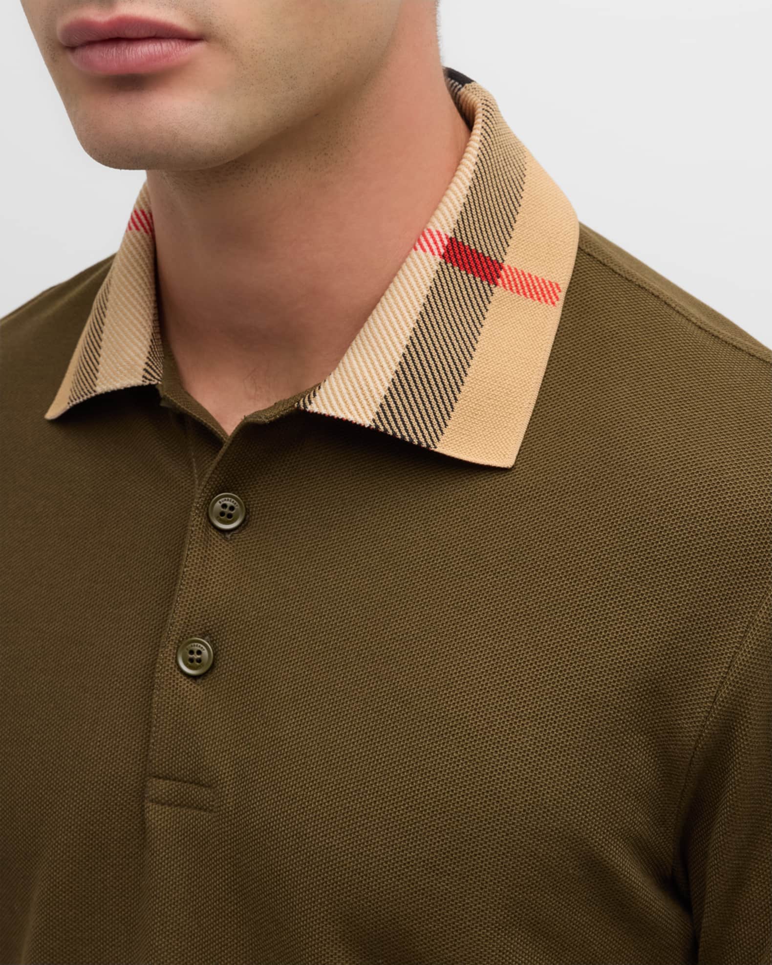 Burberry Men's Cody Check-Collar Polo Shirt | Neiman Marcus