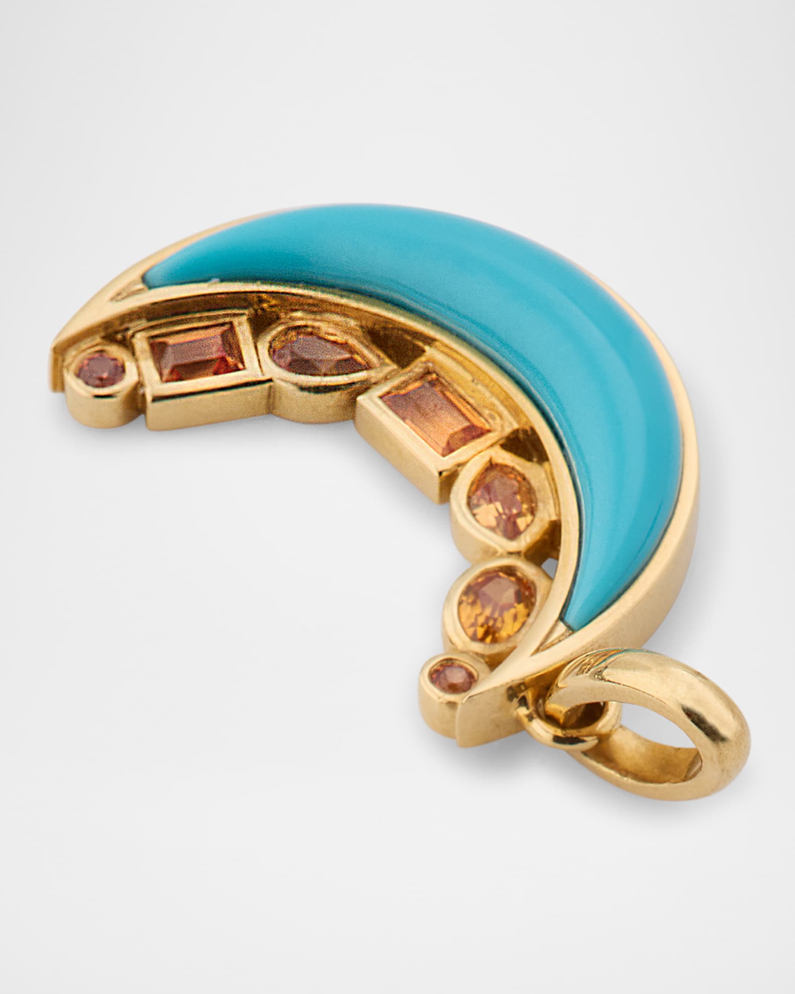 Sorellina 18K Yellow Gold Sapphire and Turquoise Crescent Moon Pendant ...