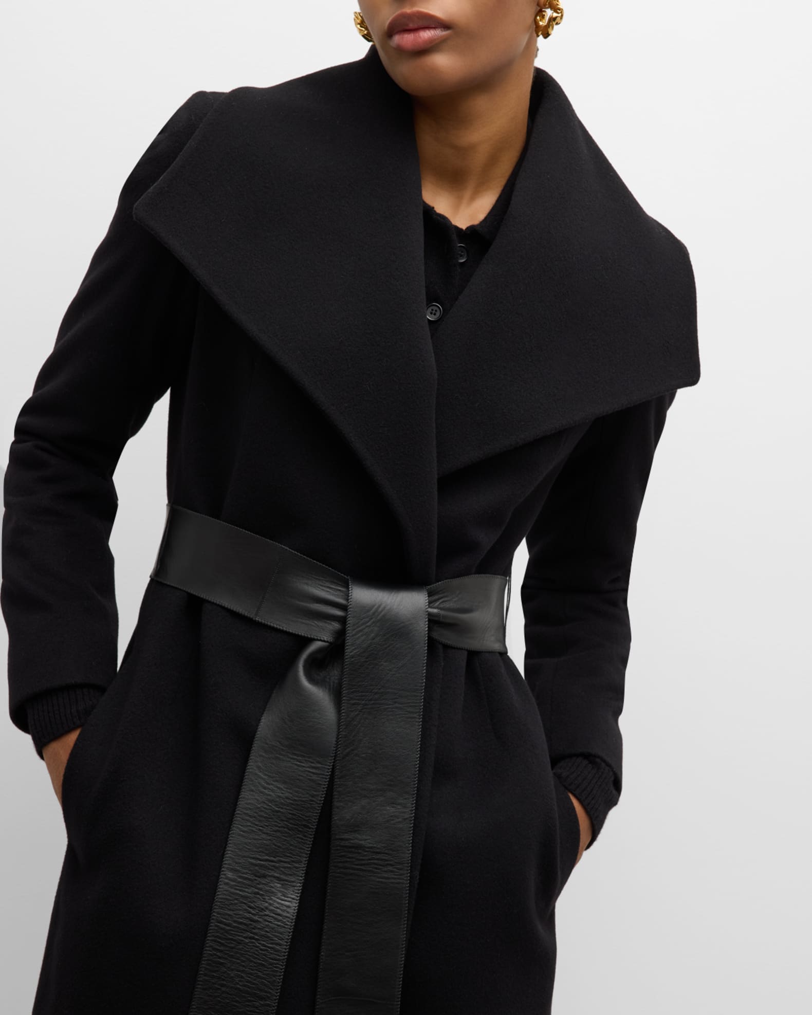 Fleurette Wynn Belted Wrap Wool Coat | Neiman Marcus