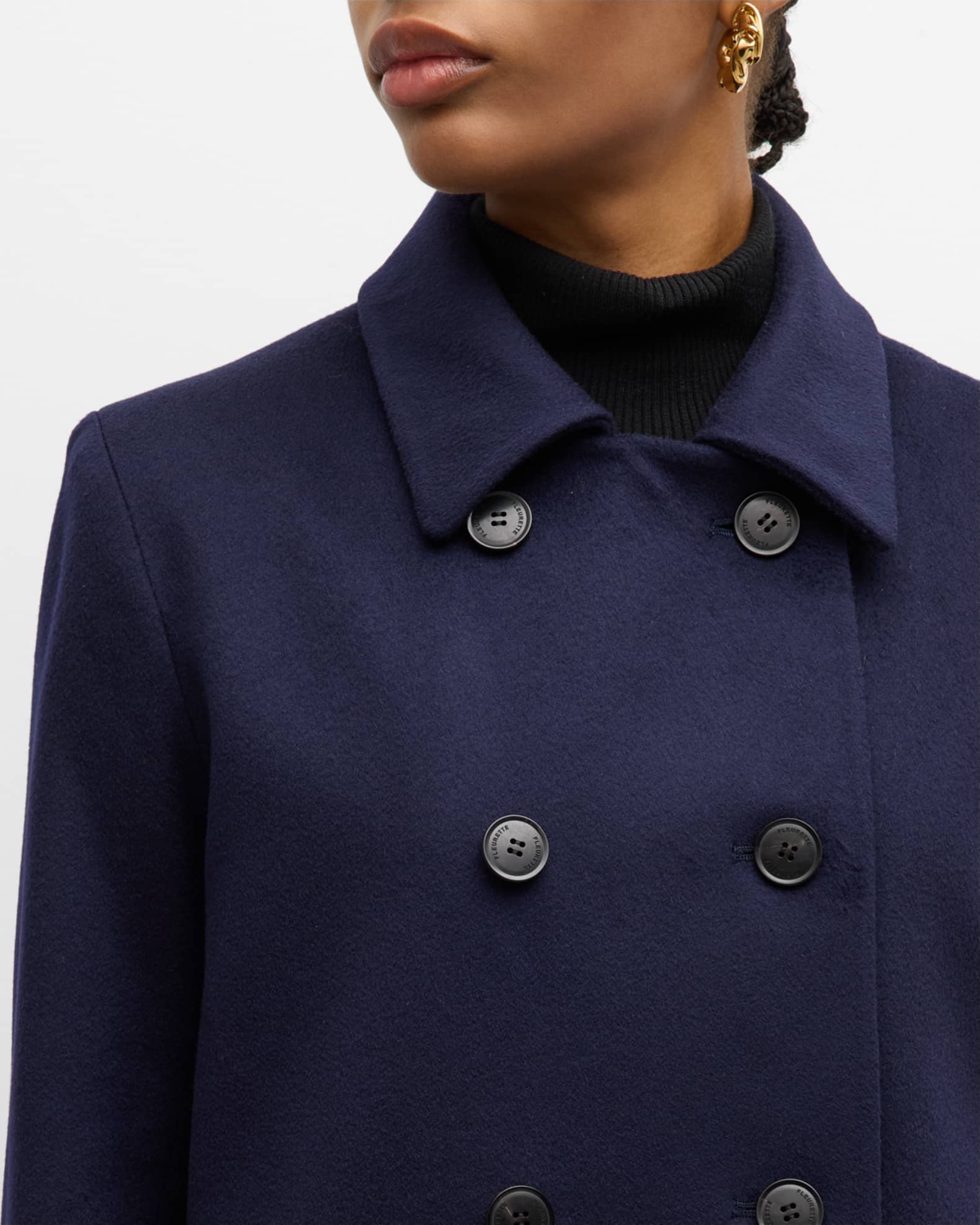 Fleurette Ren Double-Breasted Short Wool Coat | Neiman Marcus