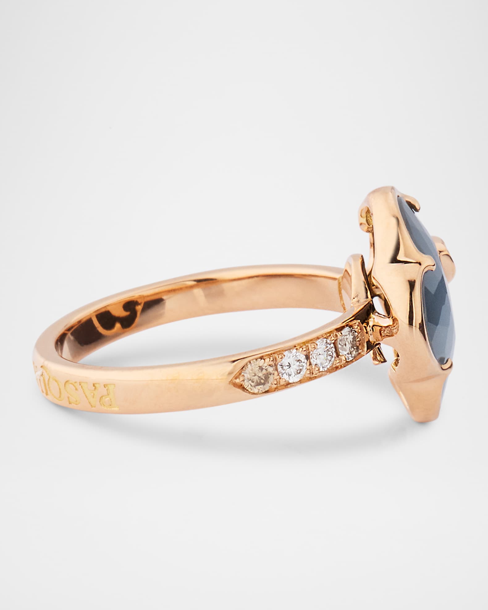 Pasquale Bruni Ton Joli 18K Rose Gold Diamond and Moonstone-Onyx Statement Ring | Neiman Marcus