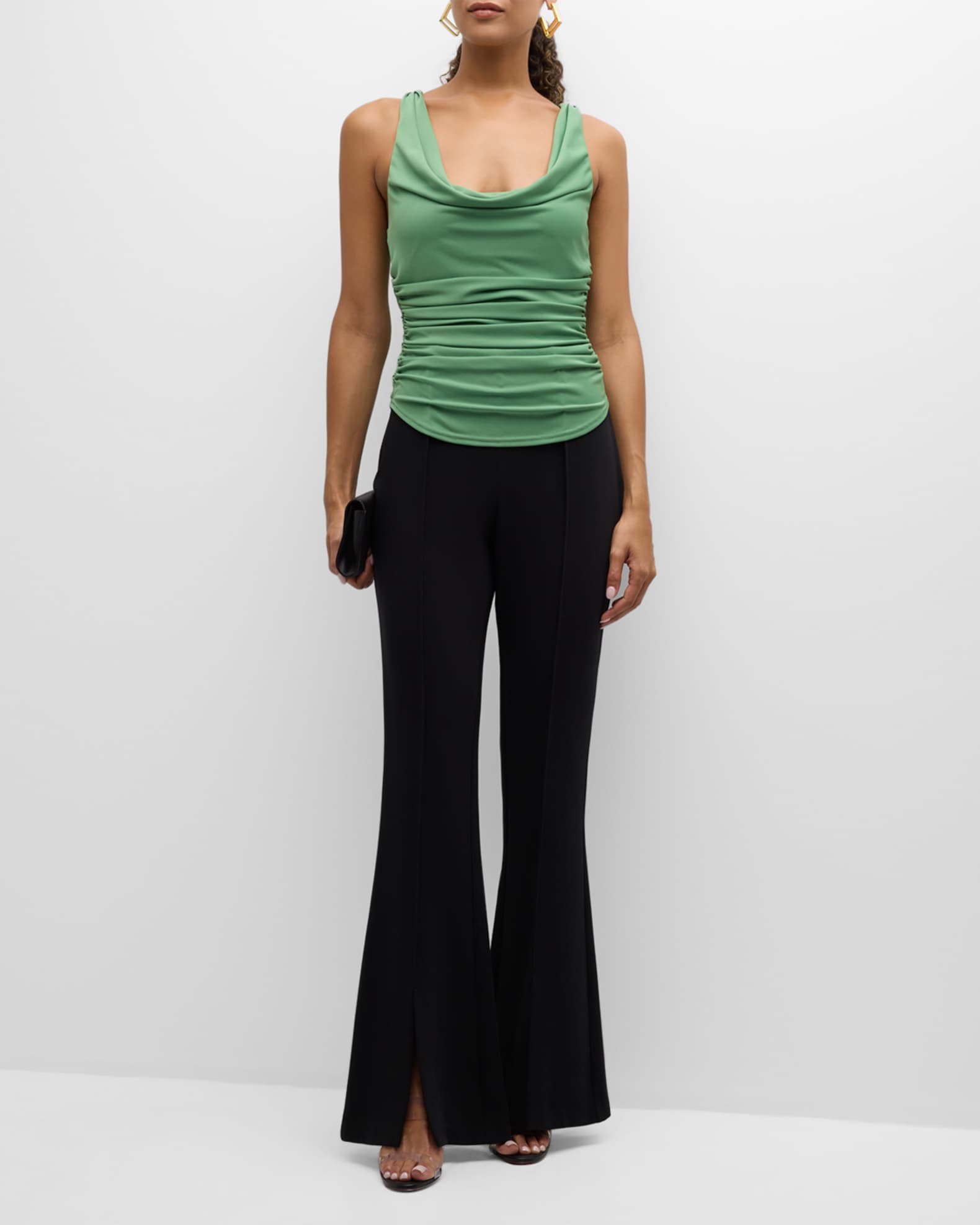 Cinq a Sept Cherise Ruched Cowl-Neck Tank Top | Neiman Marcus