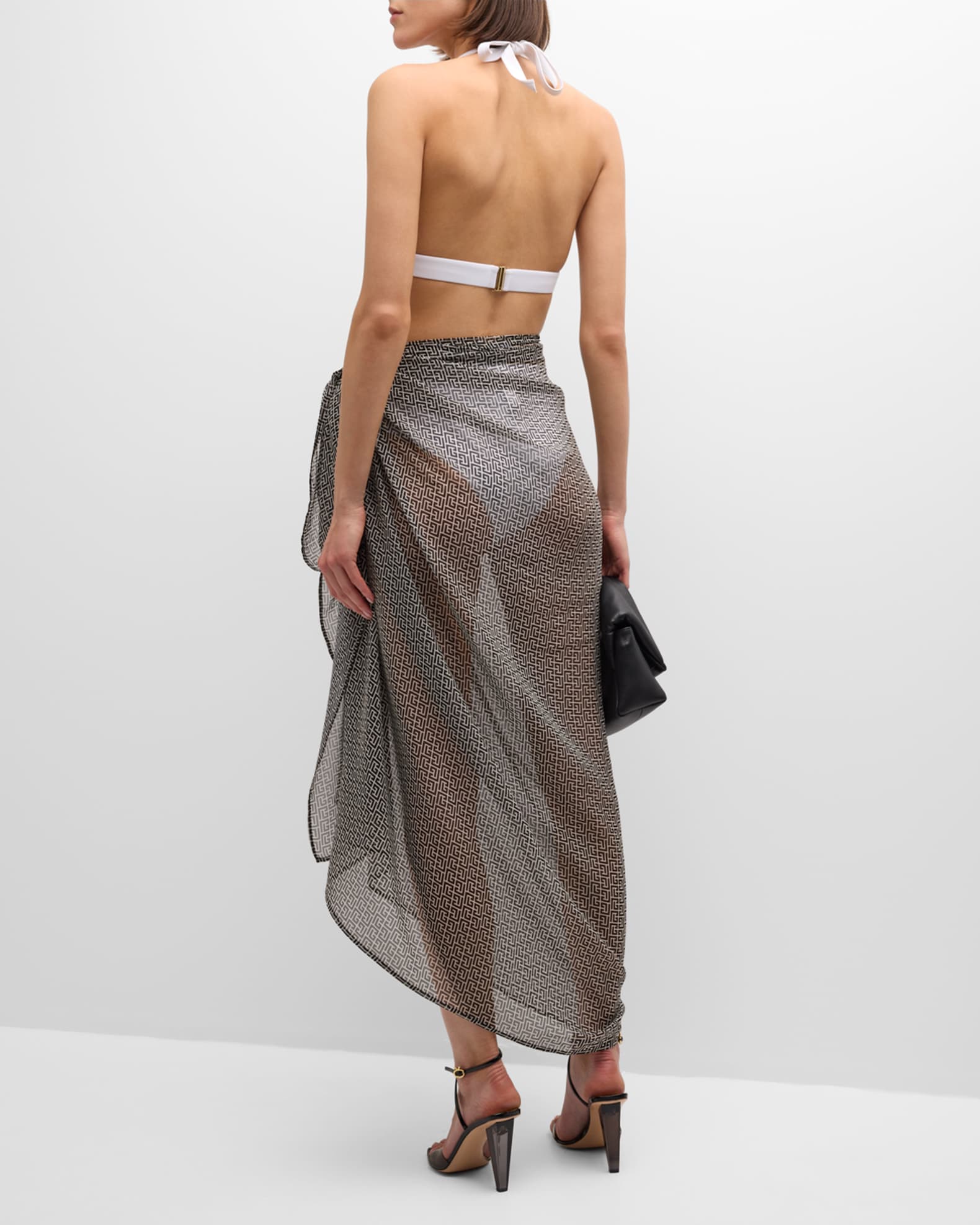 Balmain Monogram Silk Pareo Coverup | Neiman Marcus