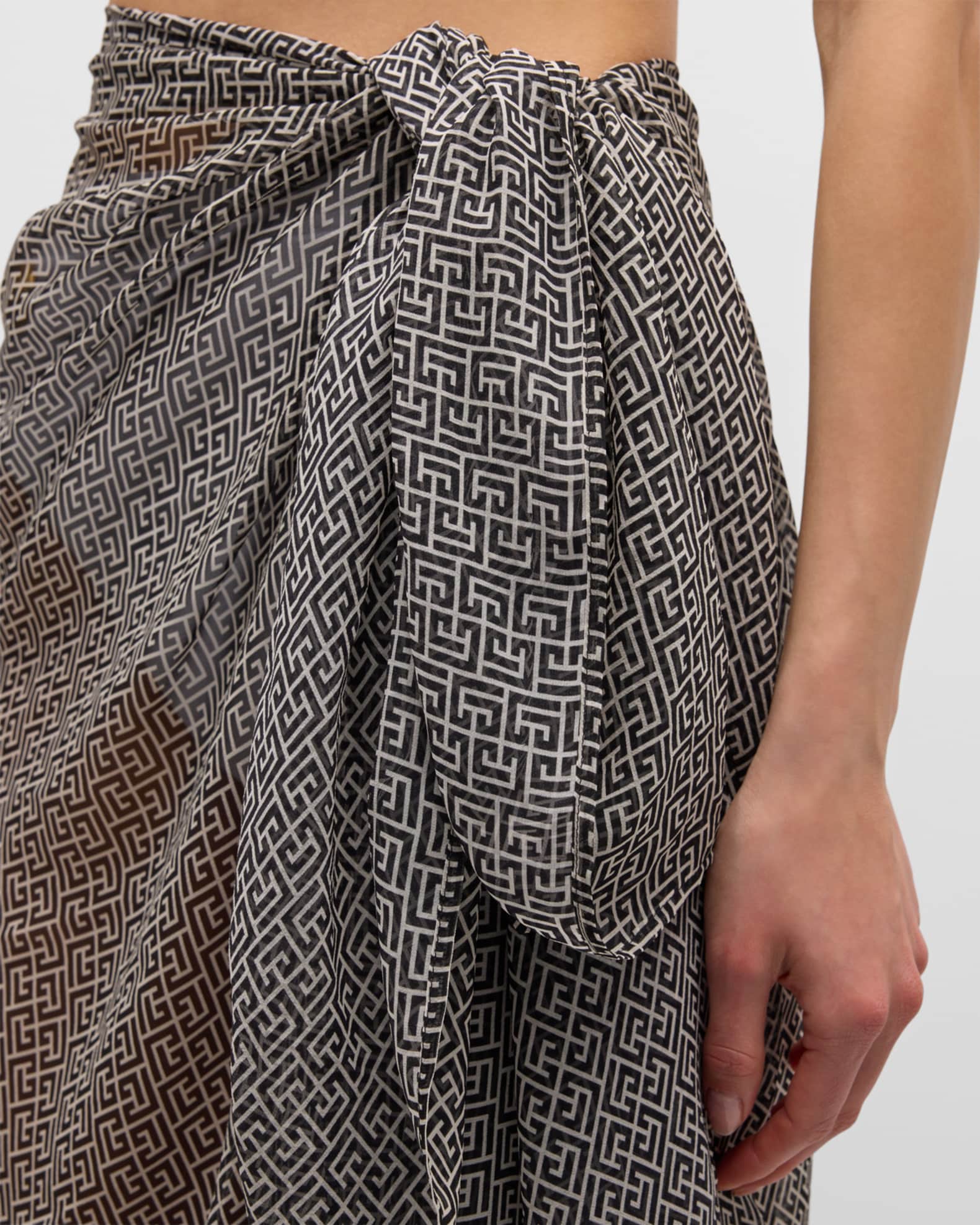 Balmain Monogram Silk Pareo Coverup | Neiman Marcus