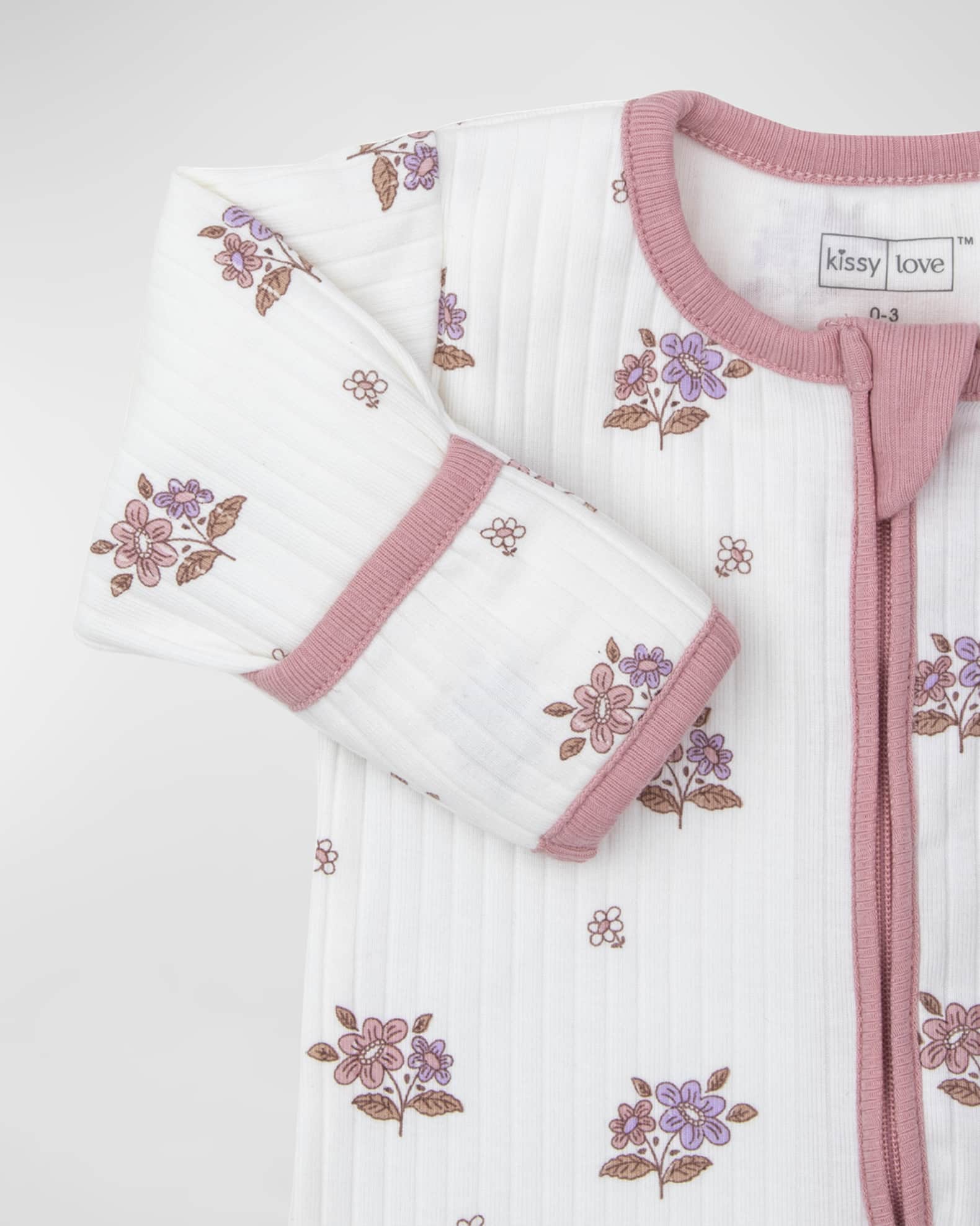 Kissy Kissy Girl's “Kissy Love by Kissy Kissy” Abloom Ribbed Footie, Size Newborn-9M | Neiman Marcus
