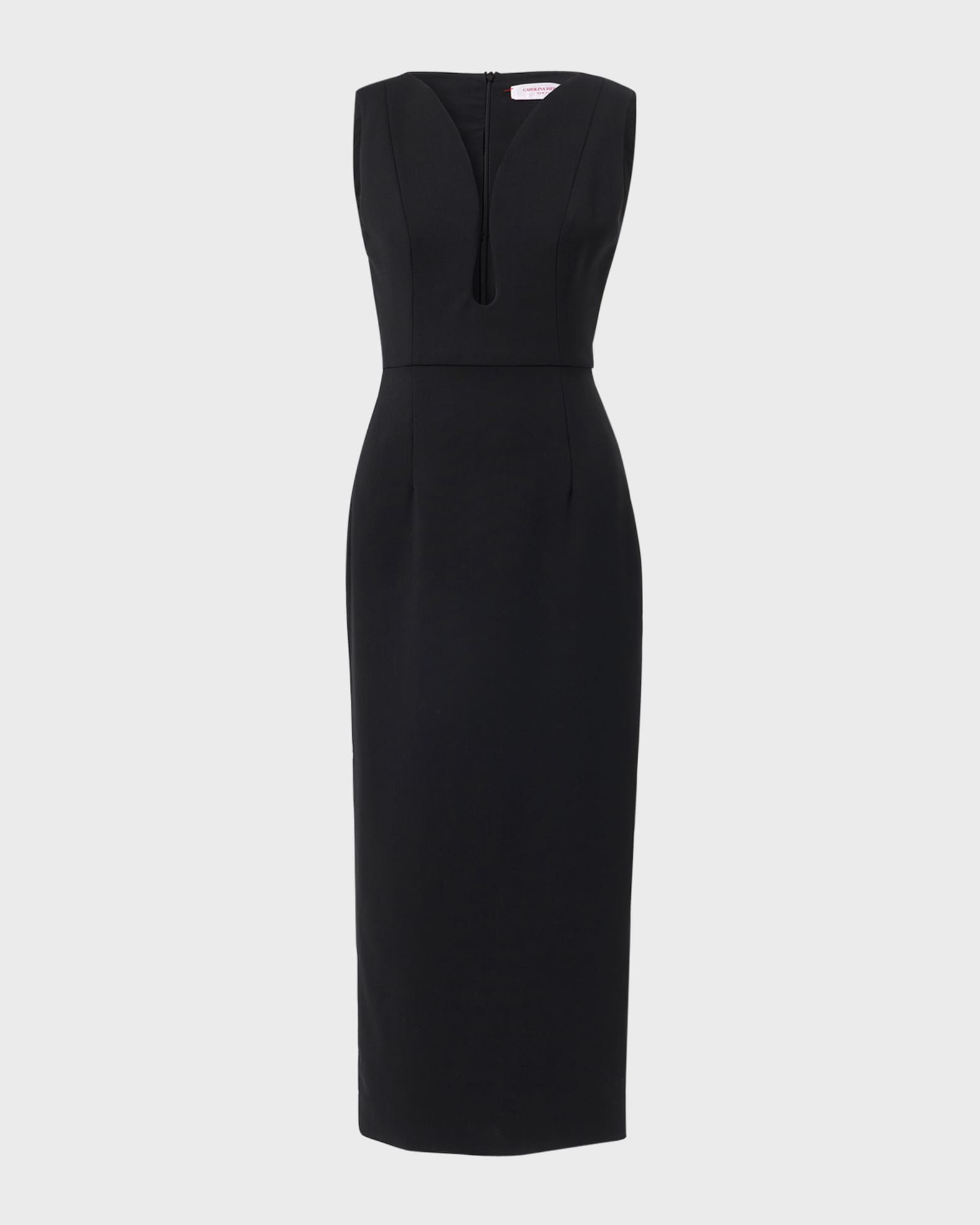 Carolina Herrera Plunging U-Neck Sleeveless Midi Dress | Neiman Marcus