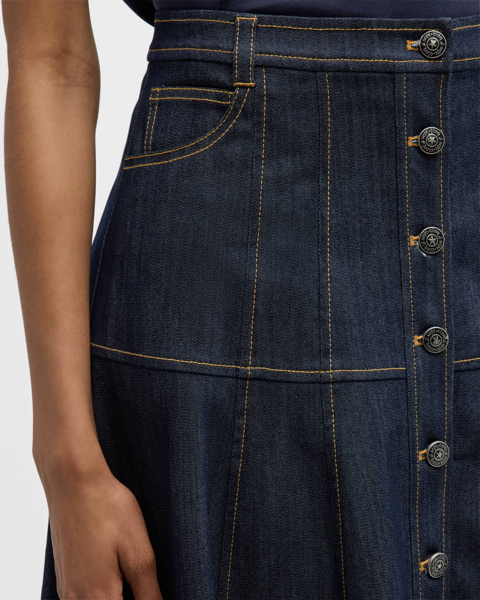 Cinq a Sept Veena Denim Midi Skirt | Neiman Marcus