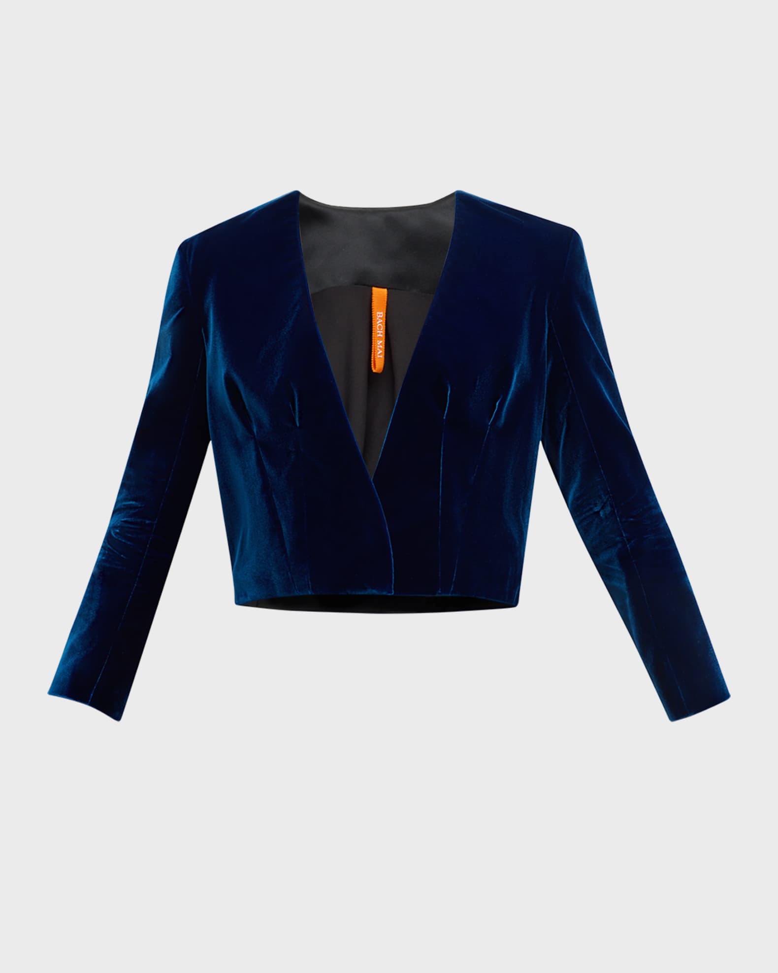 Bach Mai Collarless Sculpted Velvet Crop Jacket | Neiman Marcus
