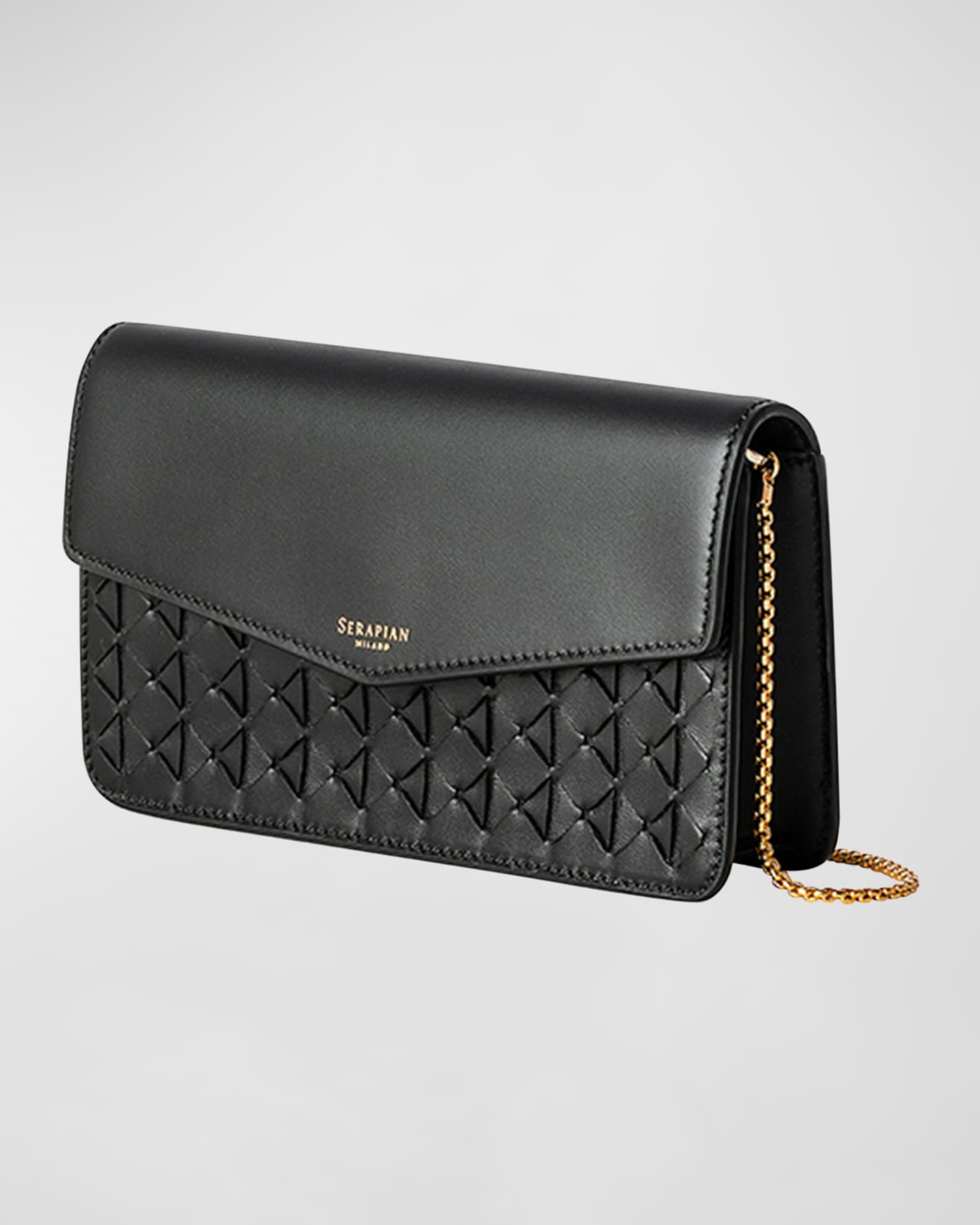 Serapian Mosaic Flap Leather Pochette Wallet on Chain | Neiman Marcus