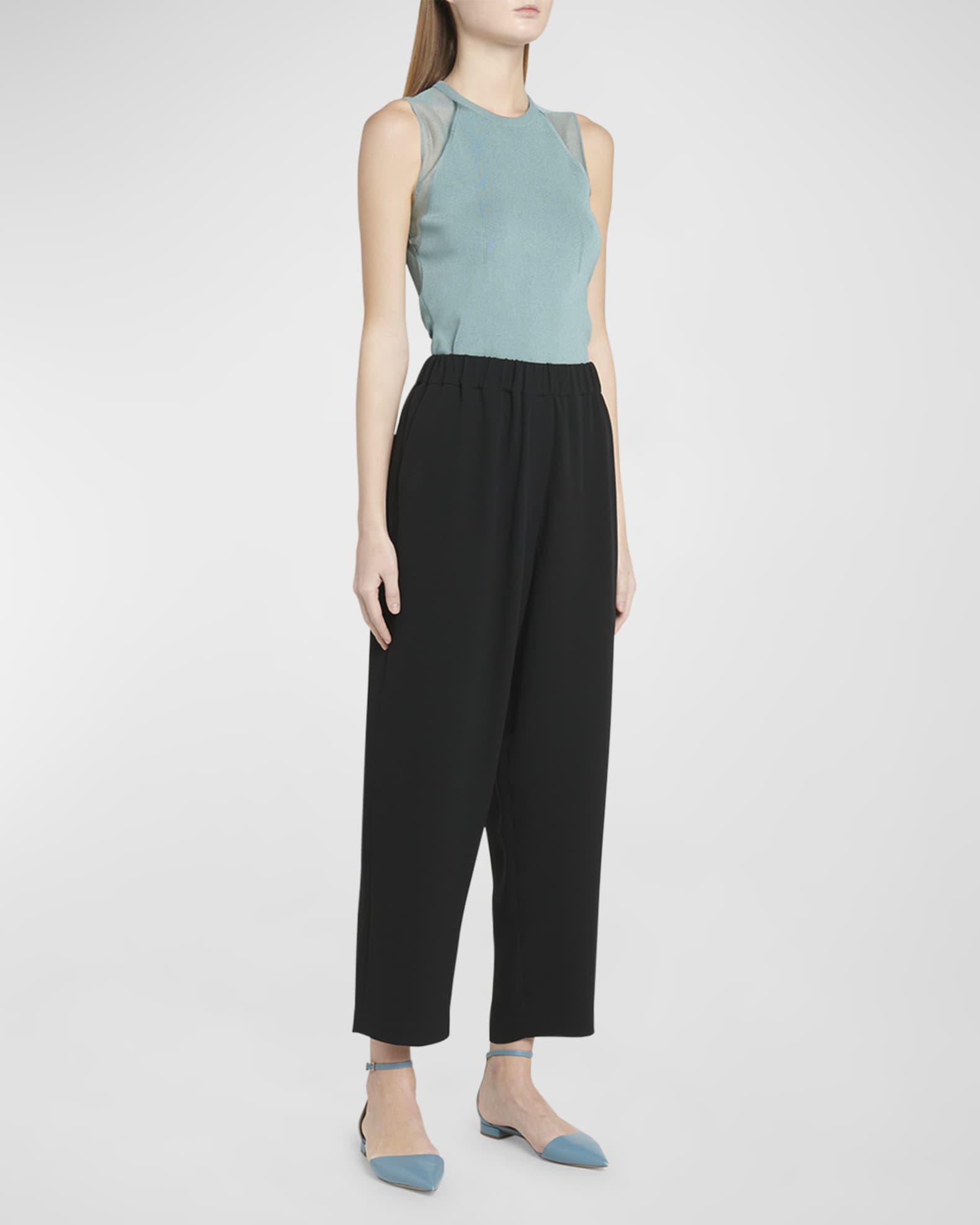 Giorgio Armani Mid-Rise Relaxed Straight-Leg Ankle Silk Cady Pants ...