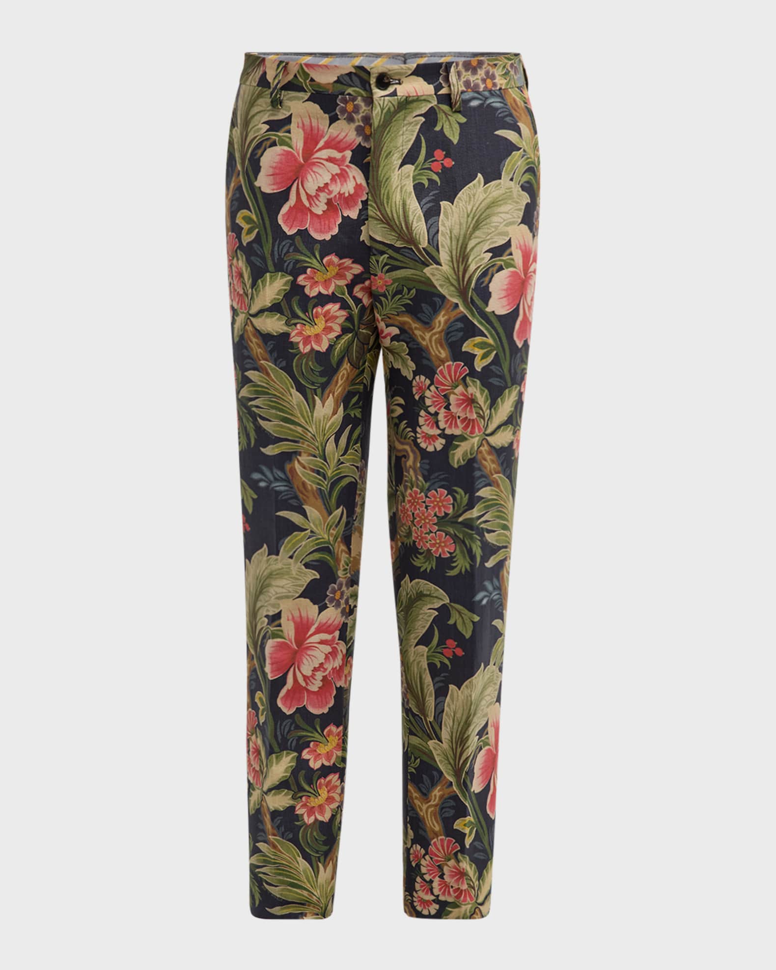 Etro Men's Floral-Print Trousers | Neiman Marcus