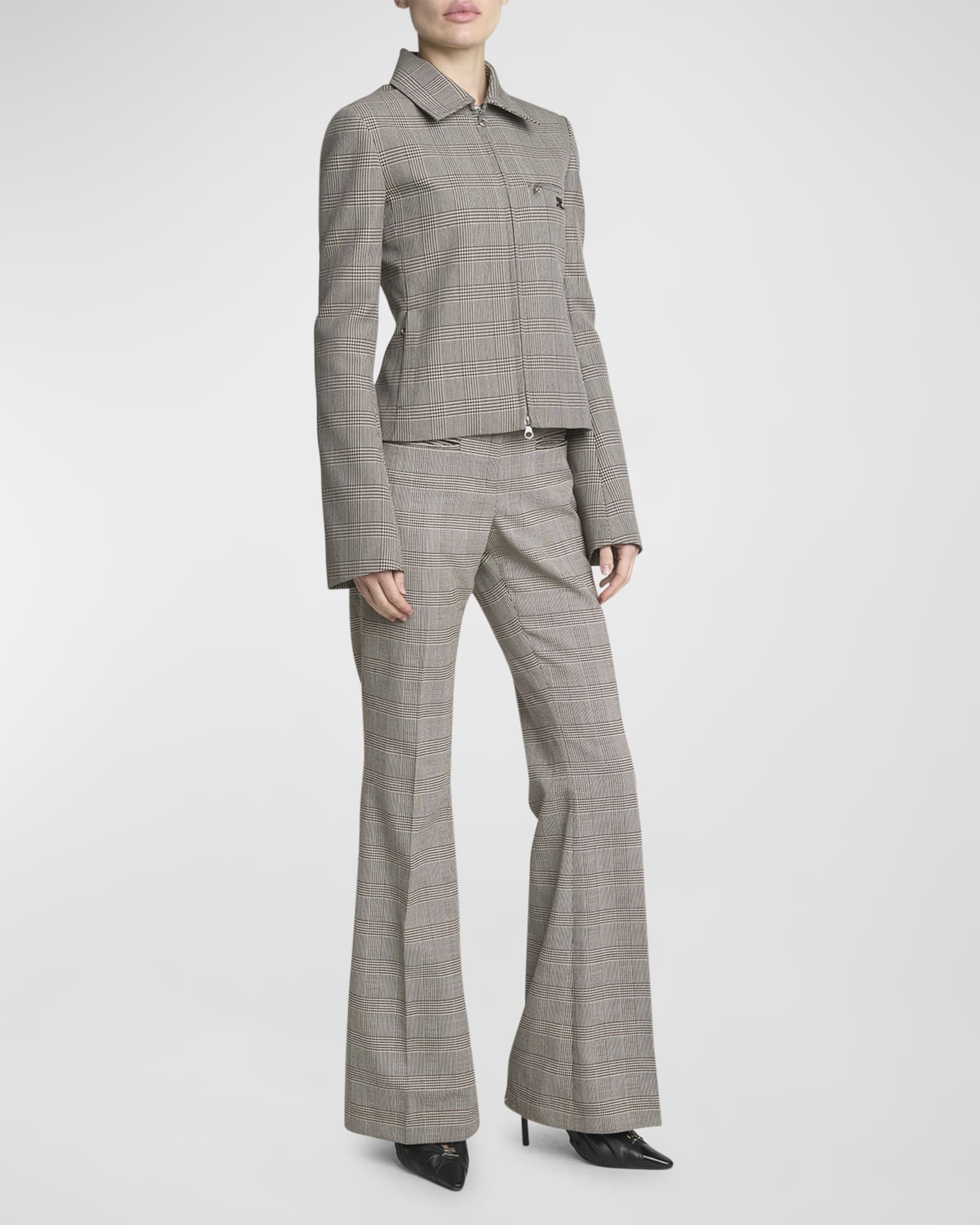 Courreges Prince Of Wales Wool Short Jacket | Neiman Marcus