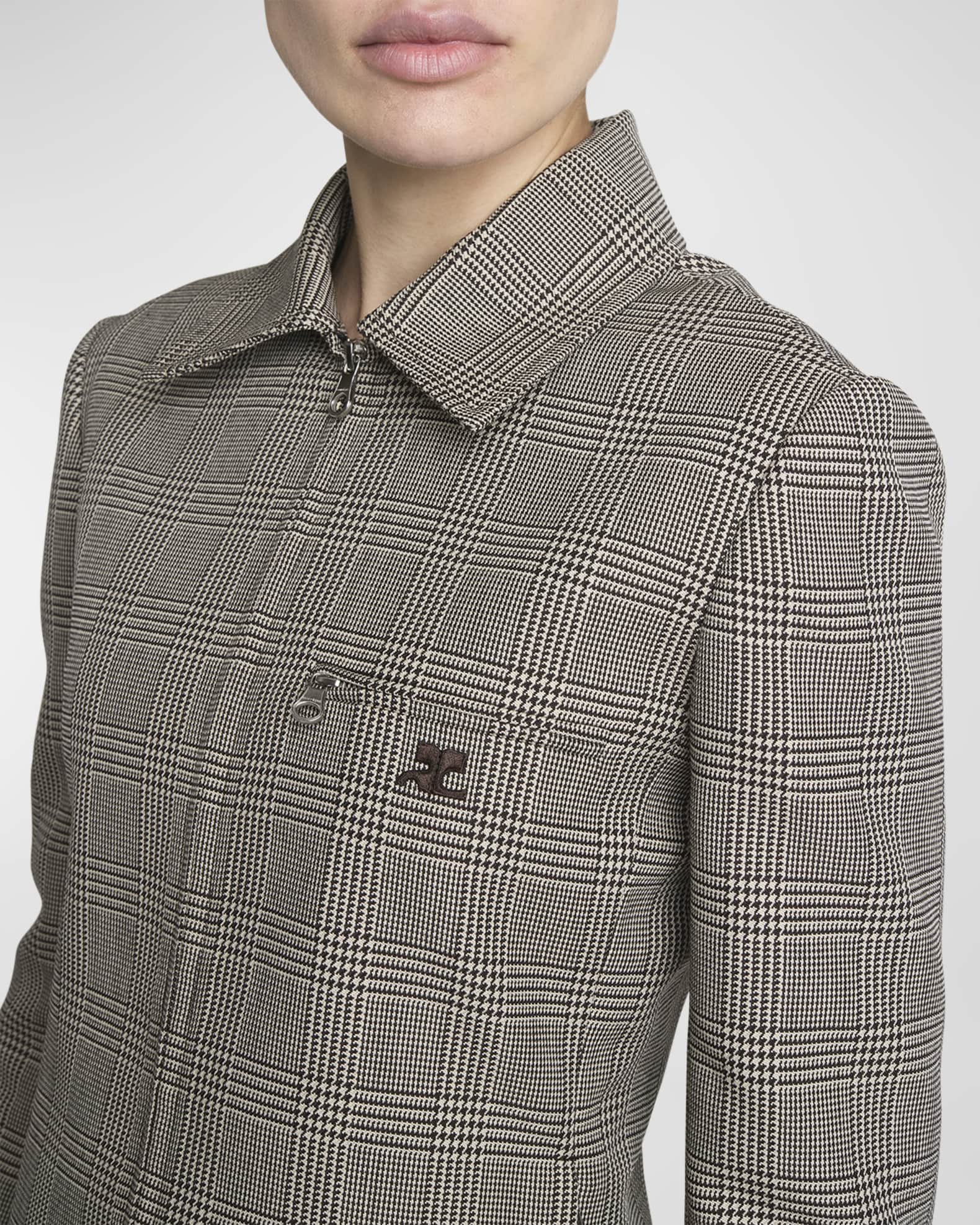 Courreges Prince Of Wales Wool Short Jacket | Neiman Marcus