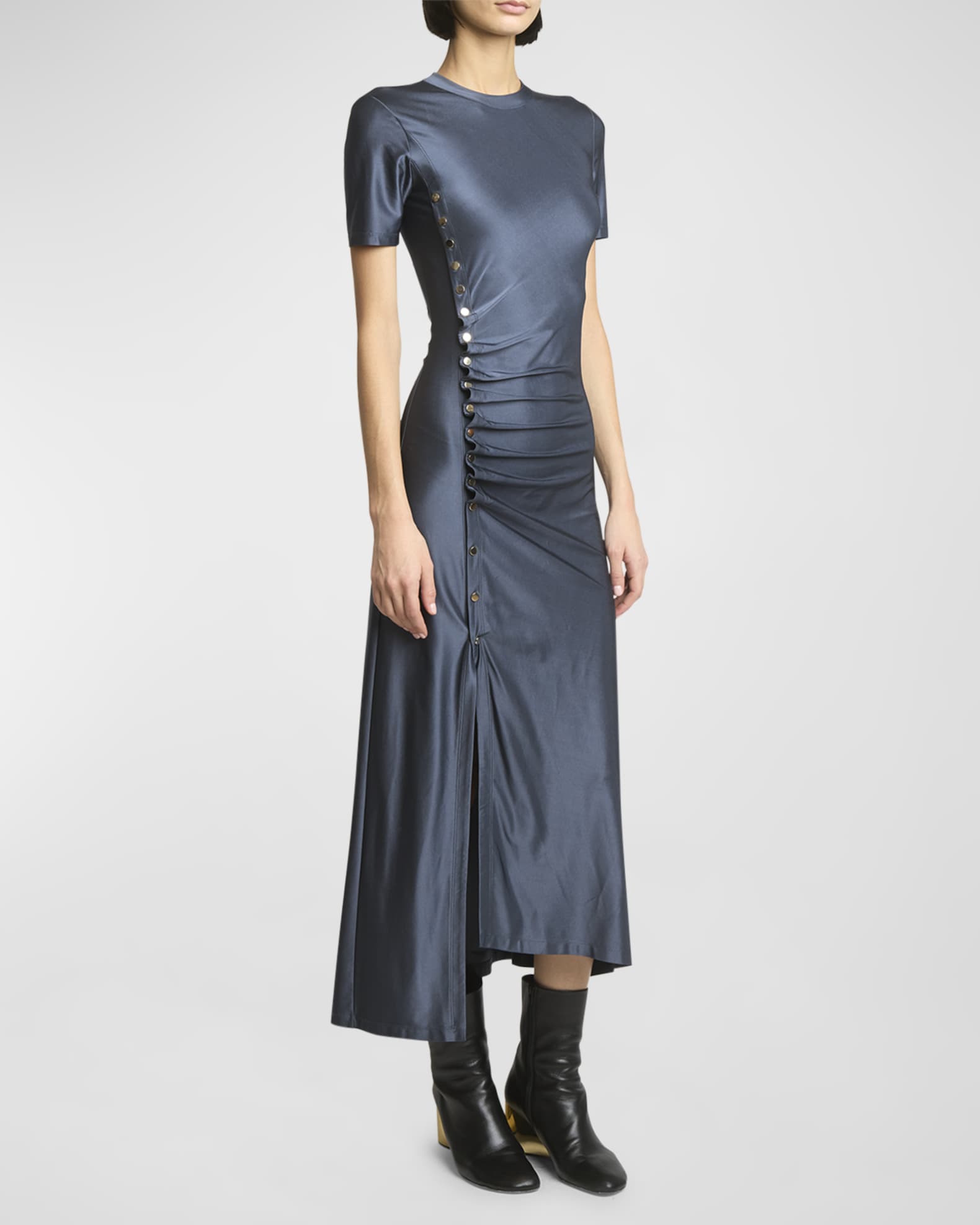 Rabanne Side Snap Button Midi Dress | Neiman Marcus