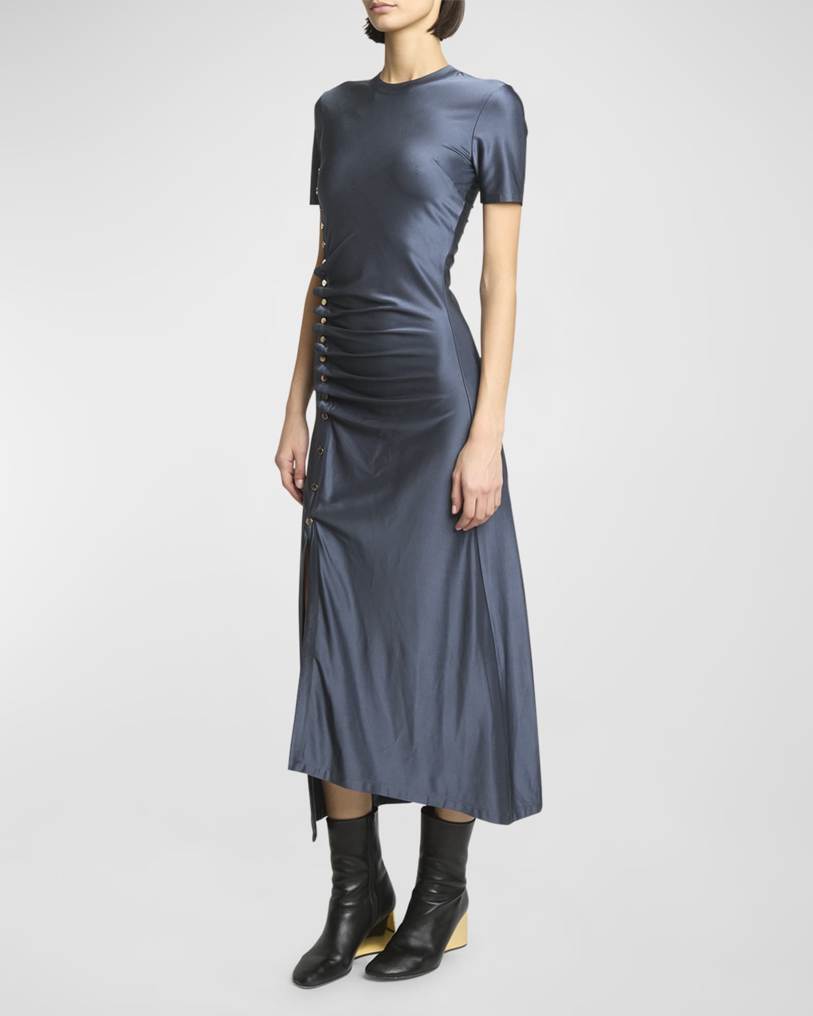 Rabanne Side Snap Button Midi Dress | Neiman Marcus