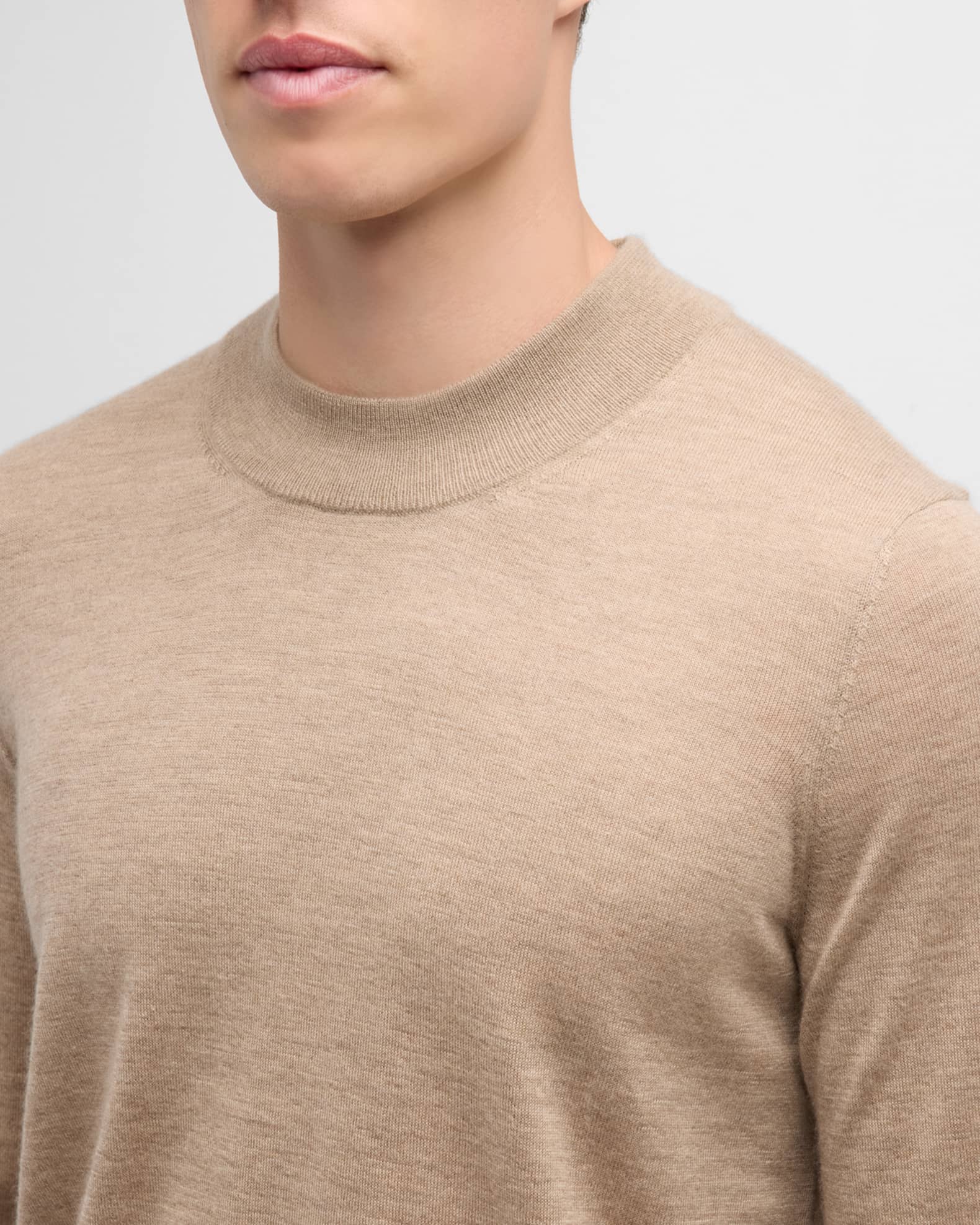 Neiman Marcus Men's Worsted Cashmere Mock-Neck Pullover | Neiman Marcus