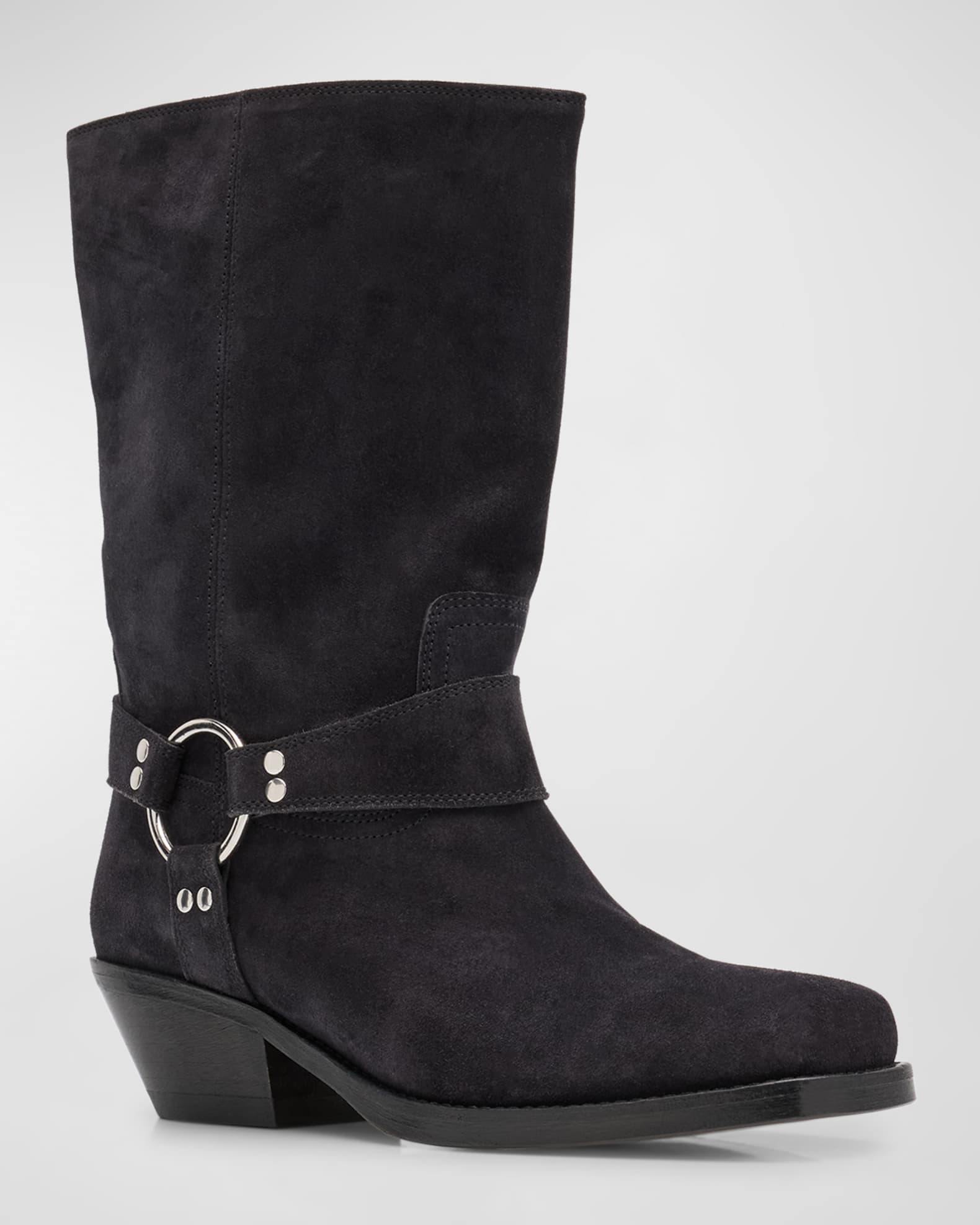 Isabel Marant Antya Suede Harness Moto Boots | Neiman Marcus