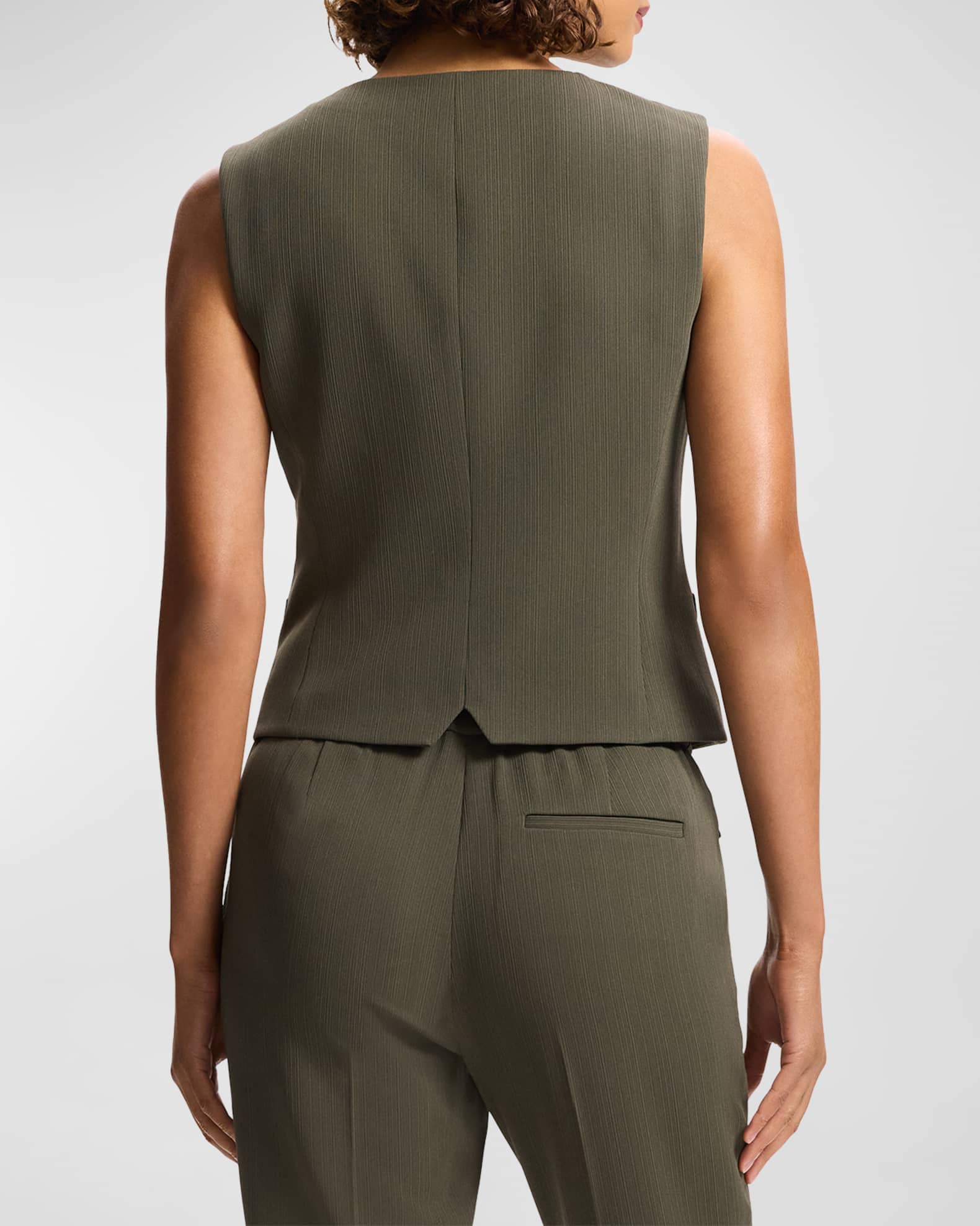 Theory Admiral Stripe Button-Front Waistcoat | Neiman Marcus
