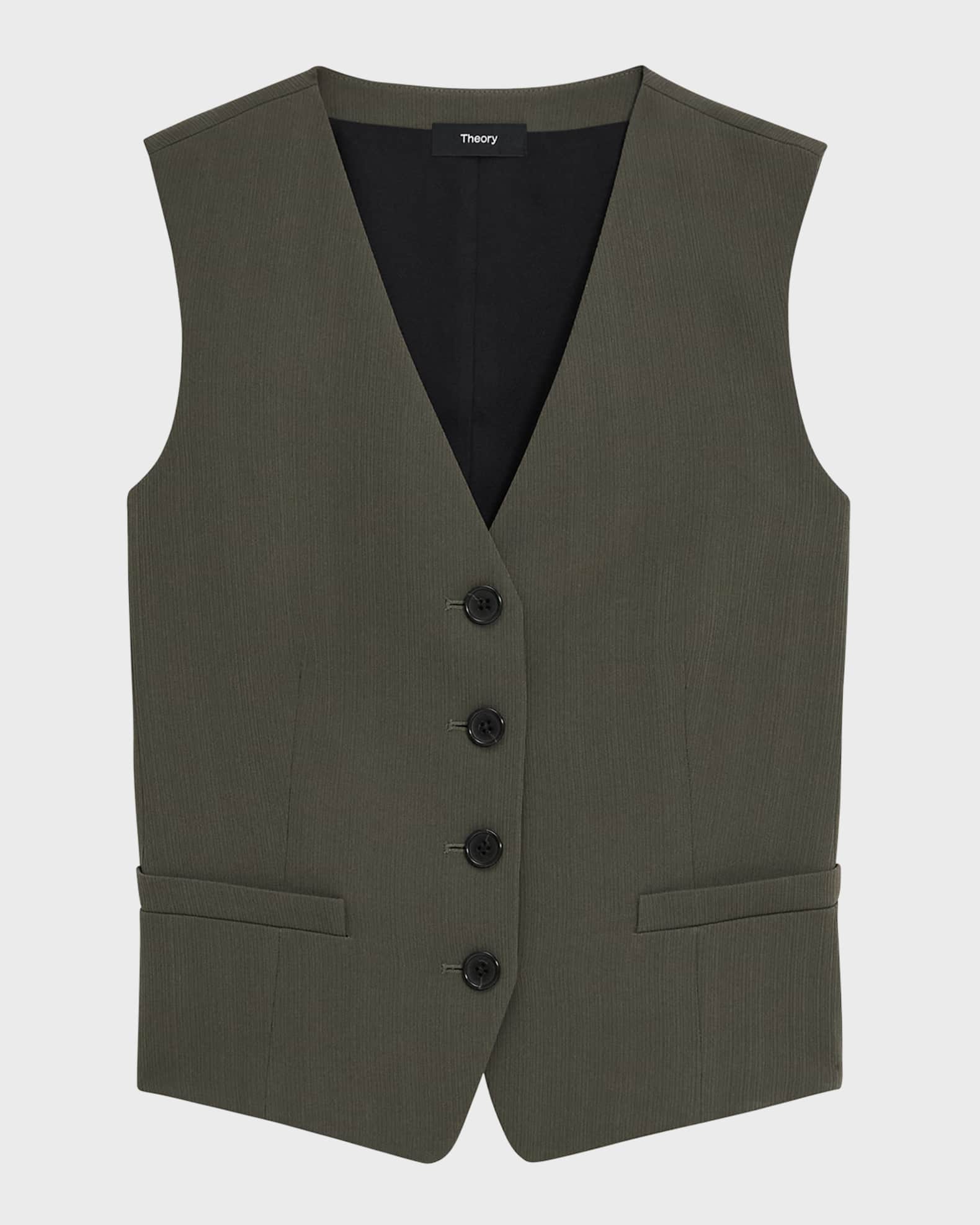 Theory Admiral Stripe Button-Front Waistcoat | Neiman Marcus