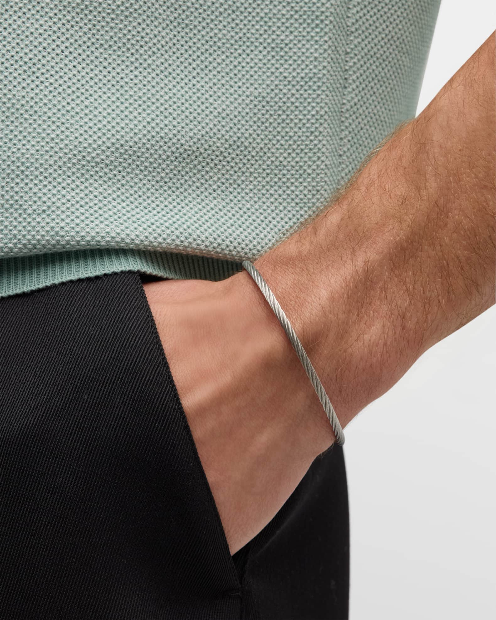 Link Up Men's Stainless Steel Cable Bracelet | Neiman Marcus