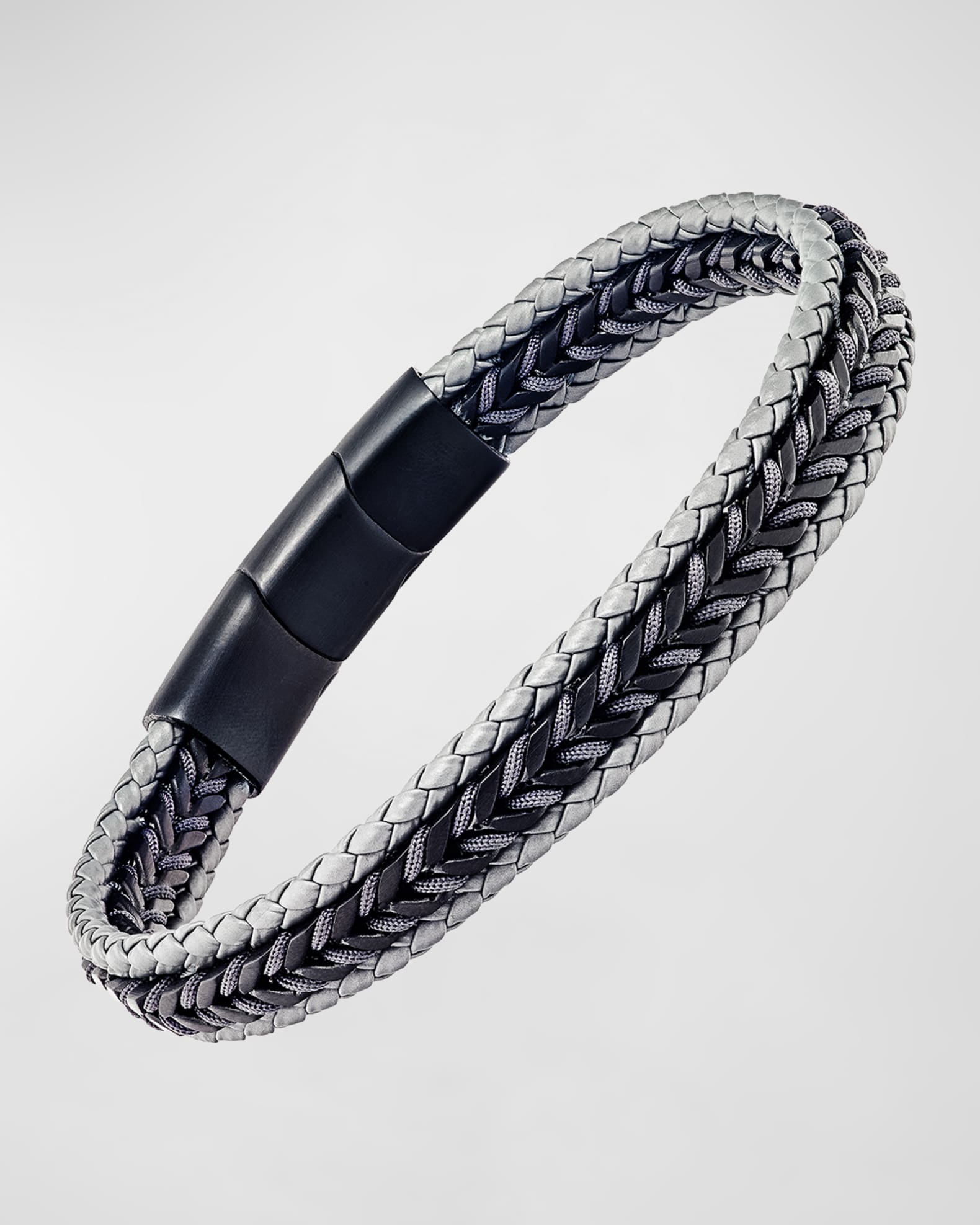 Link Up Men's Woven Leather and Stainless Steel Bracelet | Neiman Marcus