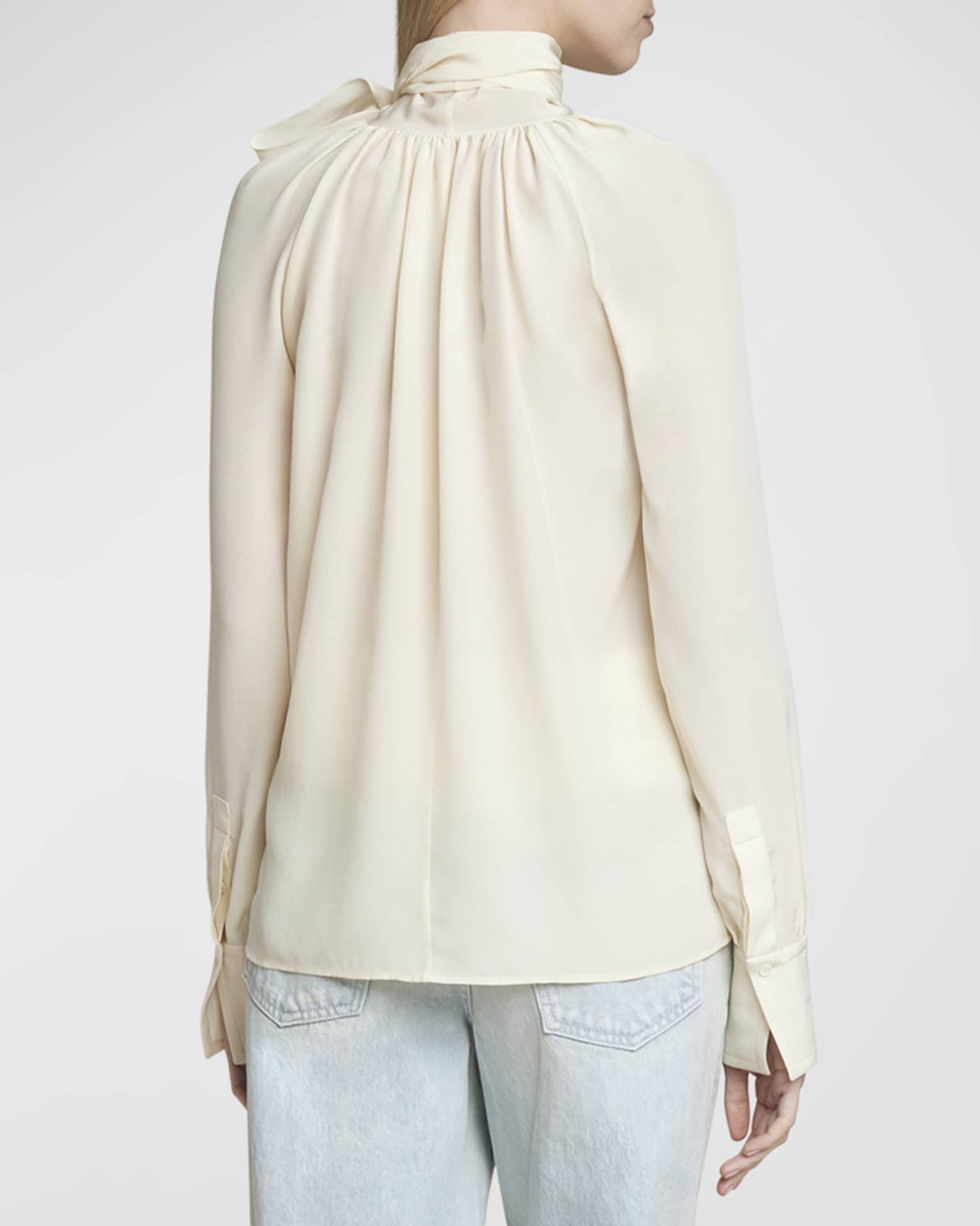 Givenchy Lavalliere Scarf-Neck Long-Sleeve Silk Blouse | Neiman Marcus