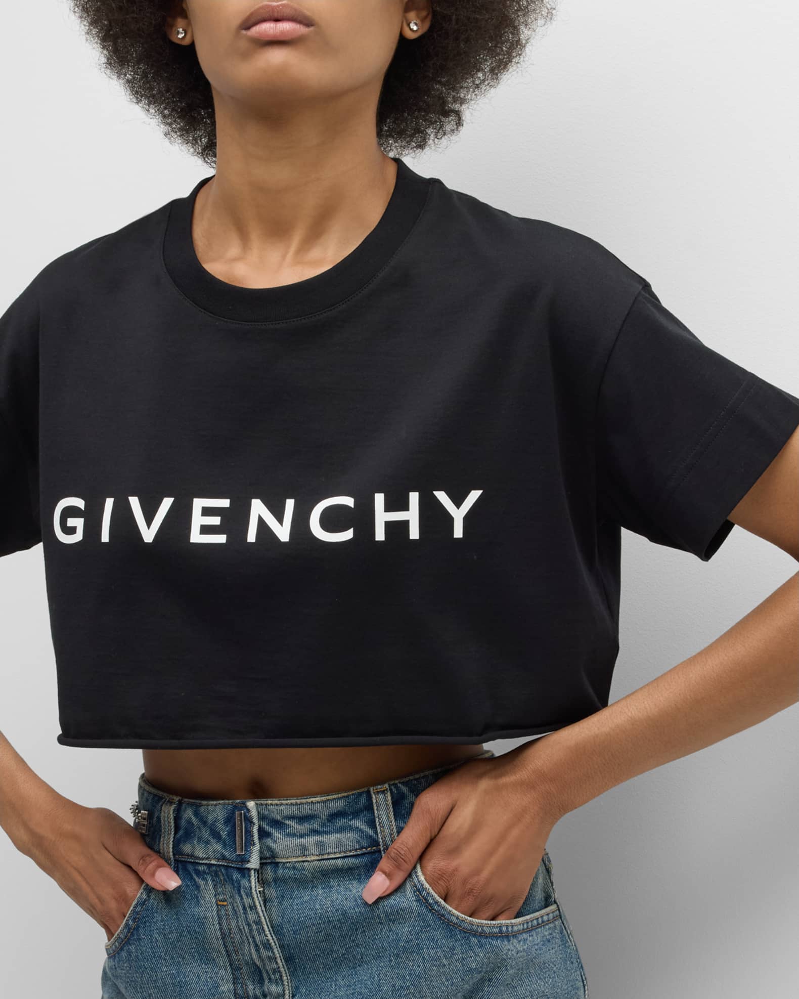 Givenchy Logo Short-Sleeve Crop T-Shirt | Neiman Marcus